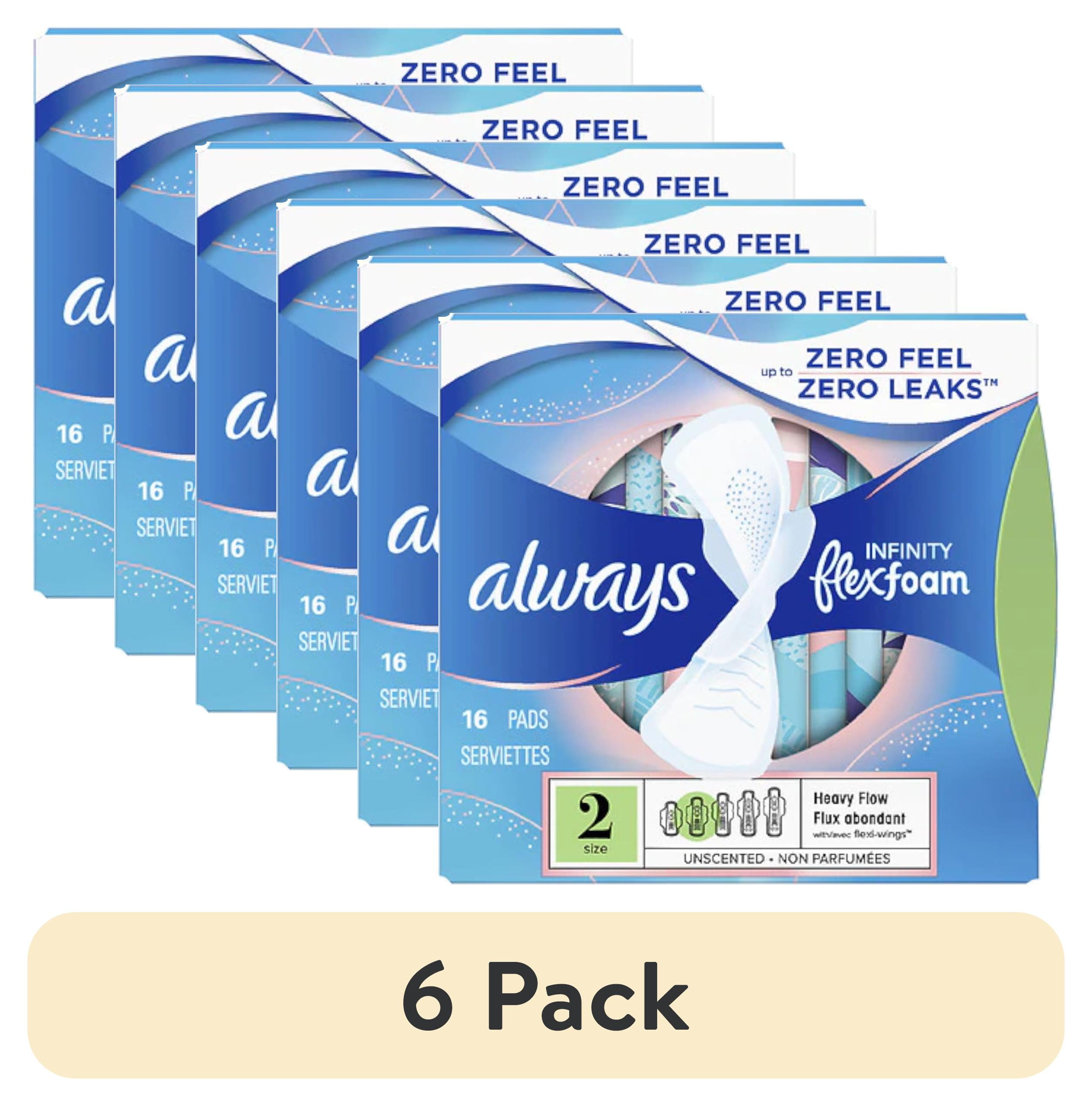 (6 pack) Always Infinity Pads with Flexi-Wings Unscented Heavy Flow 16 ...