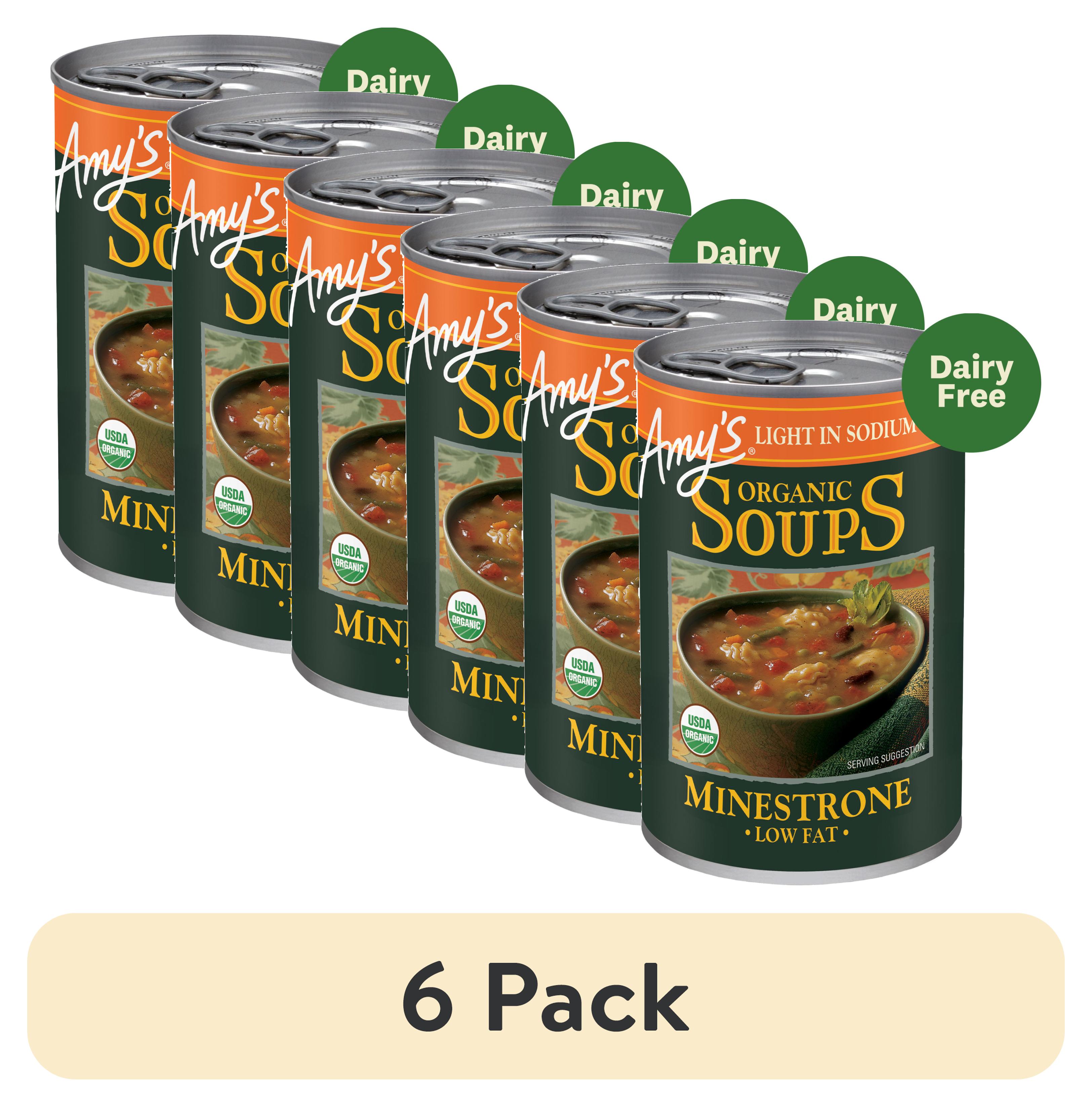 (6 pack) Amy’s Soup, Organic Light in Sodium Minestrone Soup, Made With ...
