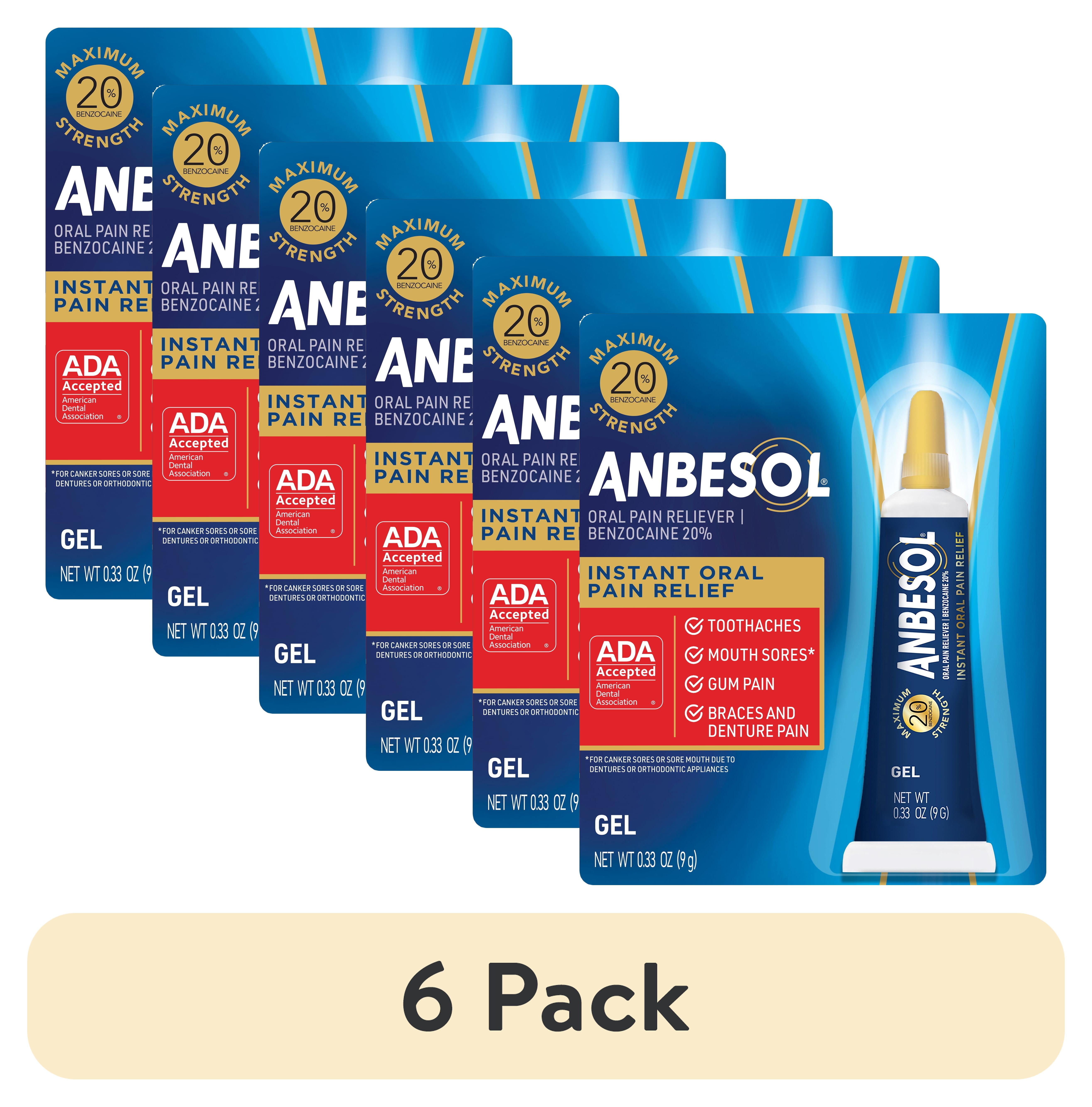 (6 pack) Anbesol Maximum Strength Gel for Instant Oral Pain Relief, 0. ...