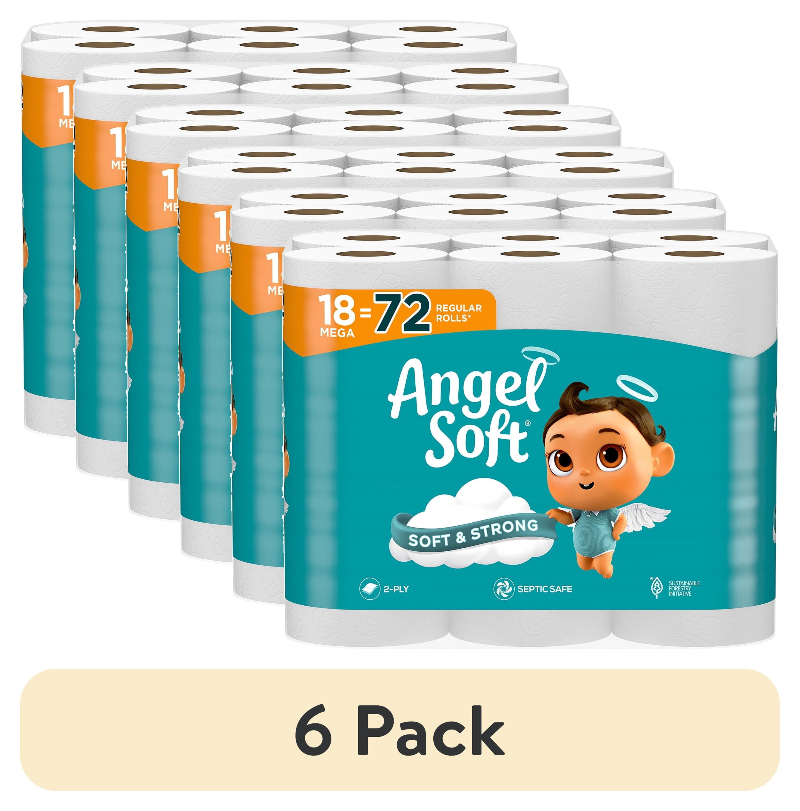 (6 pack) Angel Soft 2-Ply Toilet Paper, 18 Mega Rolls - Walmart.com