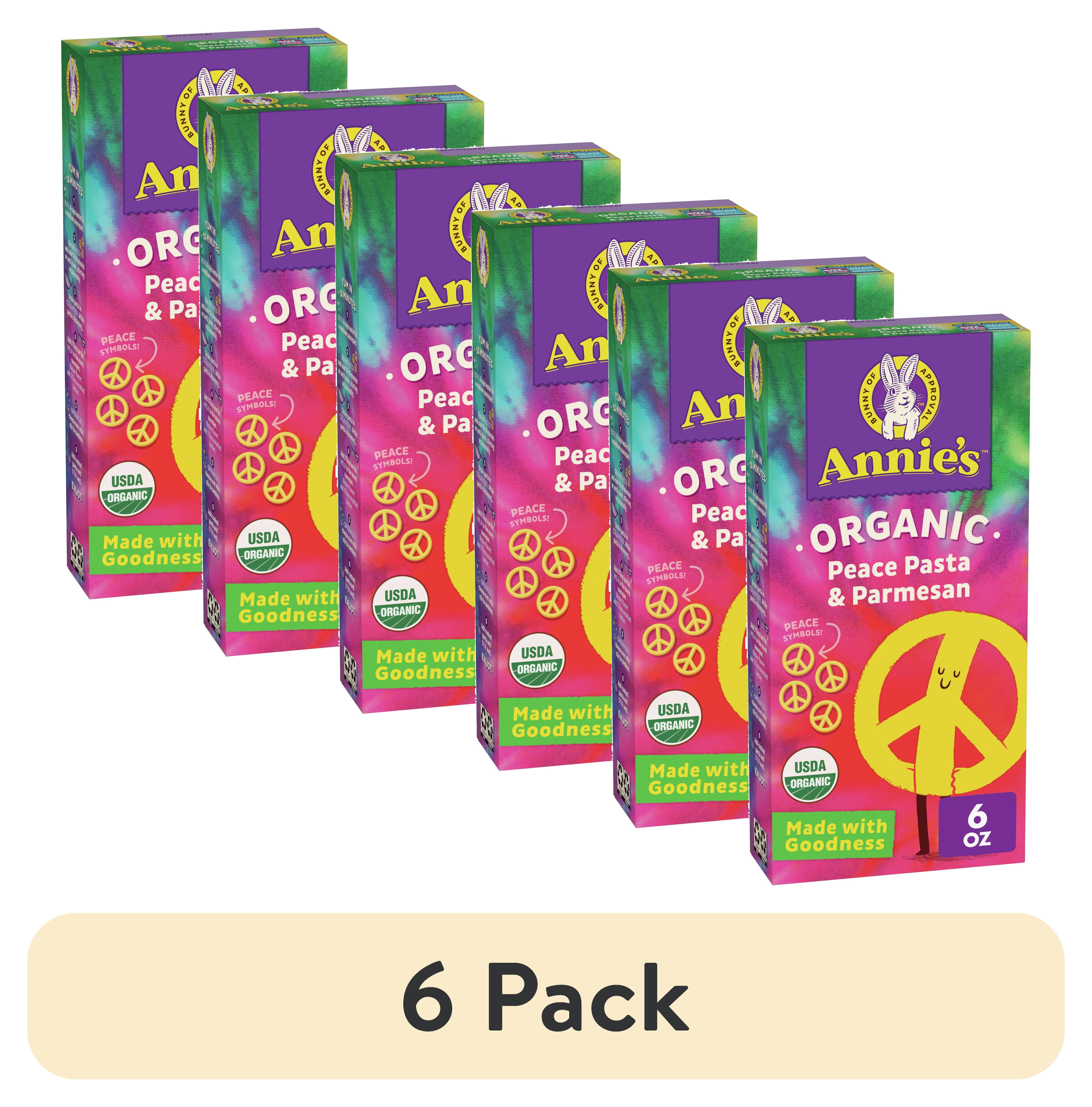 (6 pack) Annie's Organic Macaroni and Cheese, Peace Pasta and Parmesan ...