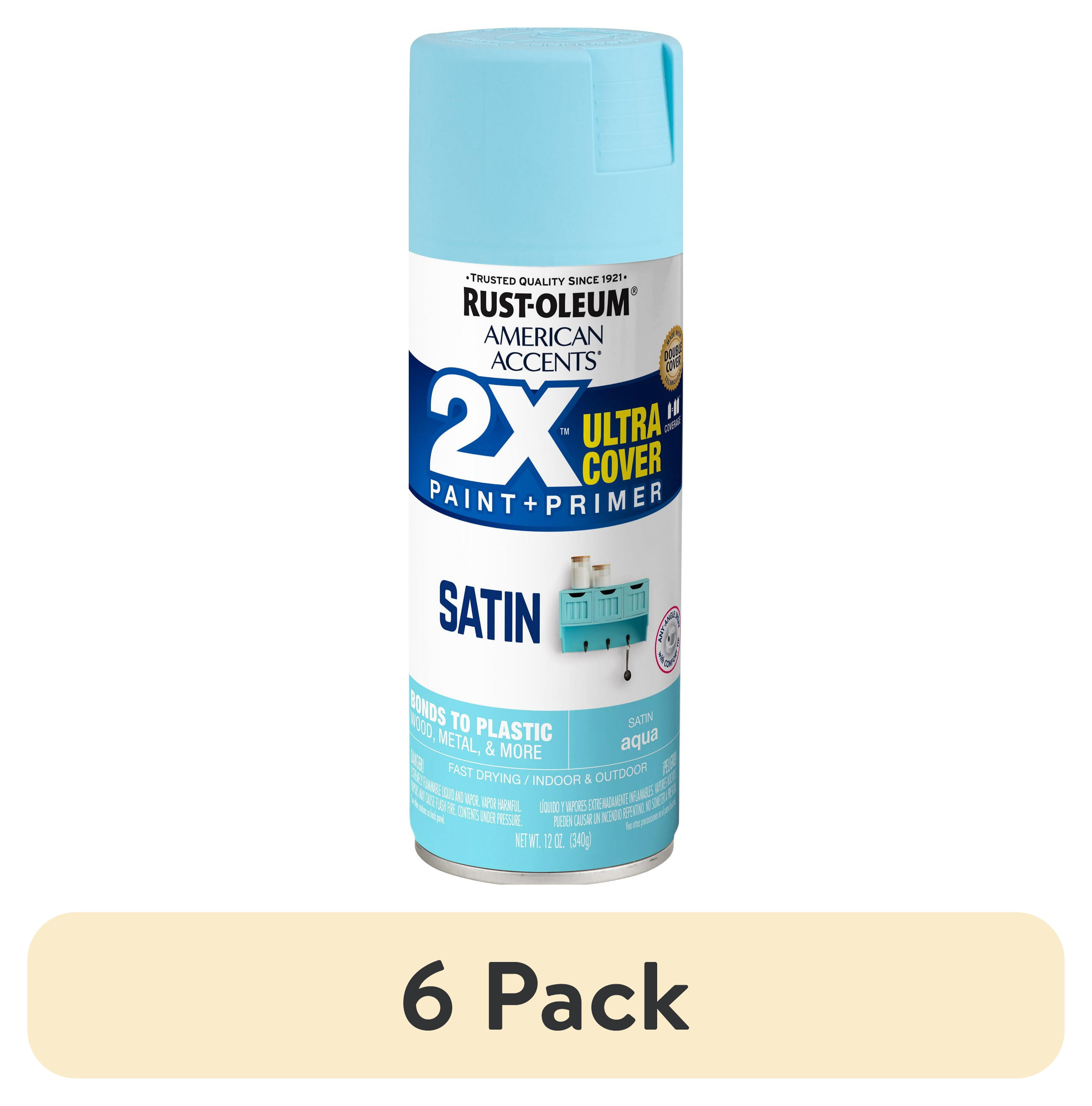 (6 pack) Aqua, Rust-Oleum American Accents 2X Ultra Cover Satin Spray Paint- 12 oz - Walmart.com