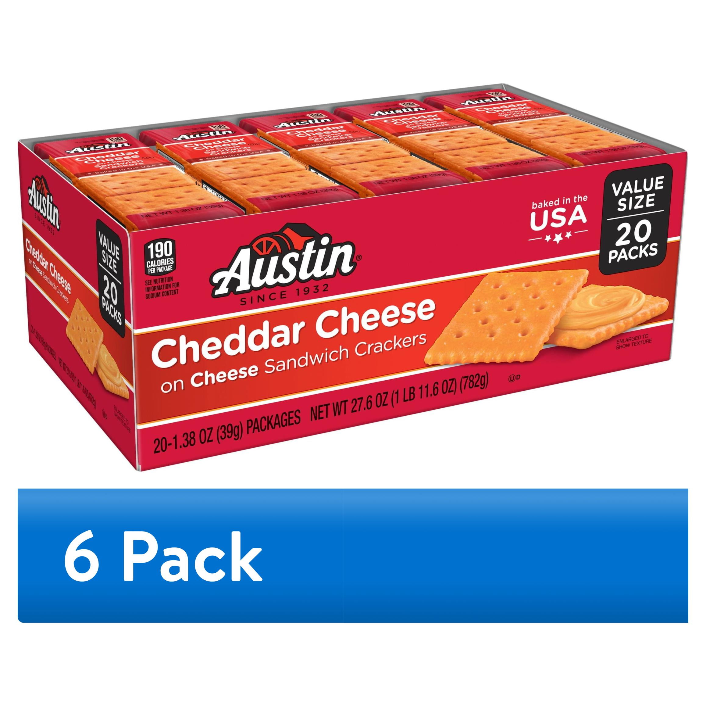(6 pack) Austin Cheddar Cheese on Cheese Sandwich Crackers, Single ...