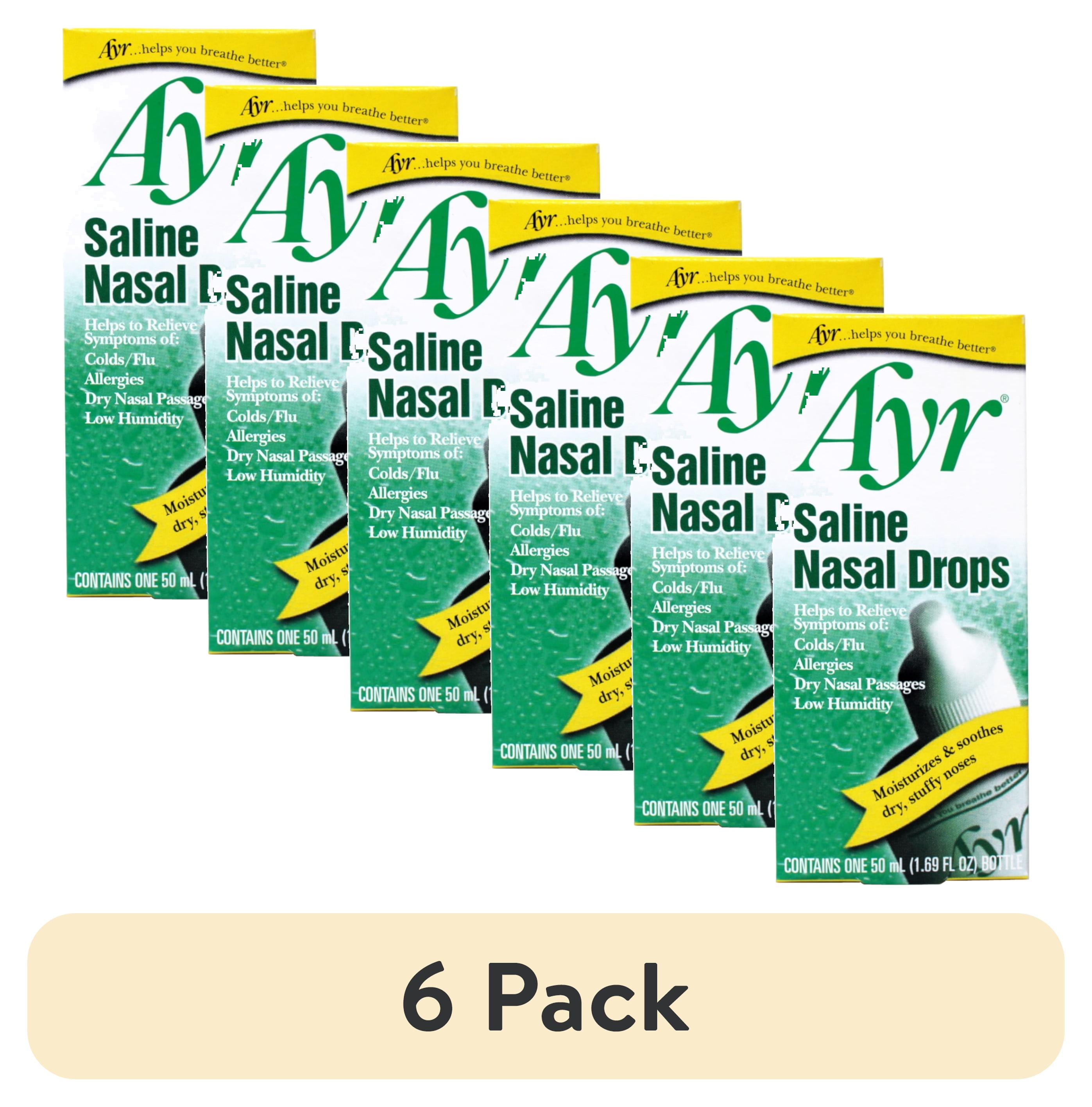 (6 pack) Ayr Saline Nasal Drops, Cold/Flu, Allergy, Dry Nasal Passages ...