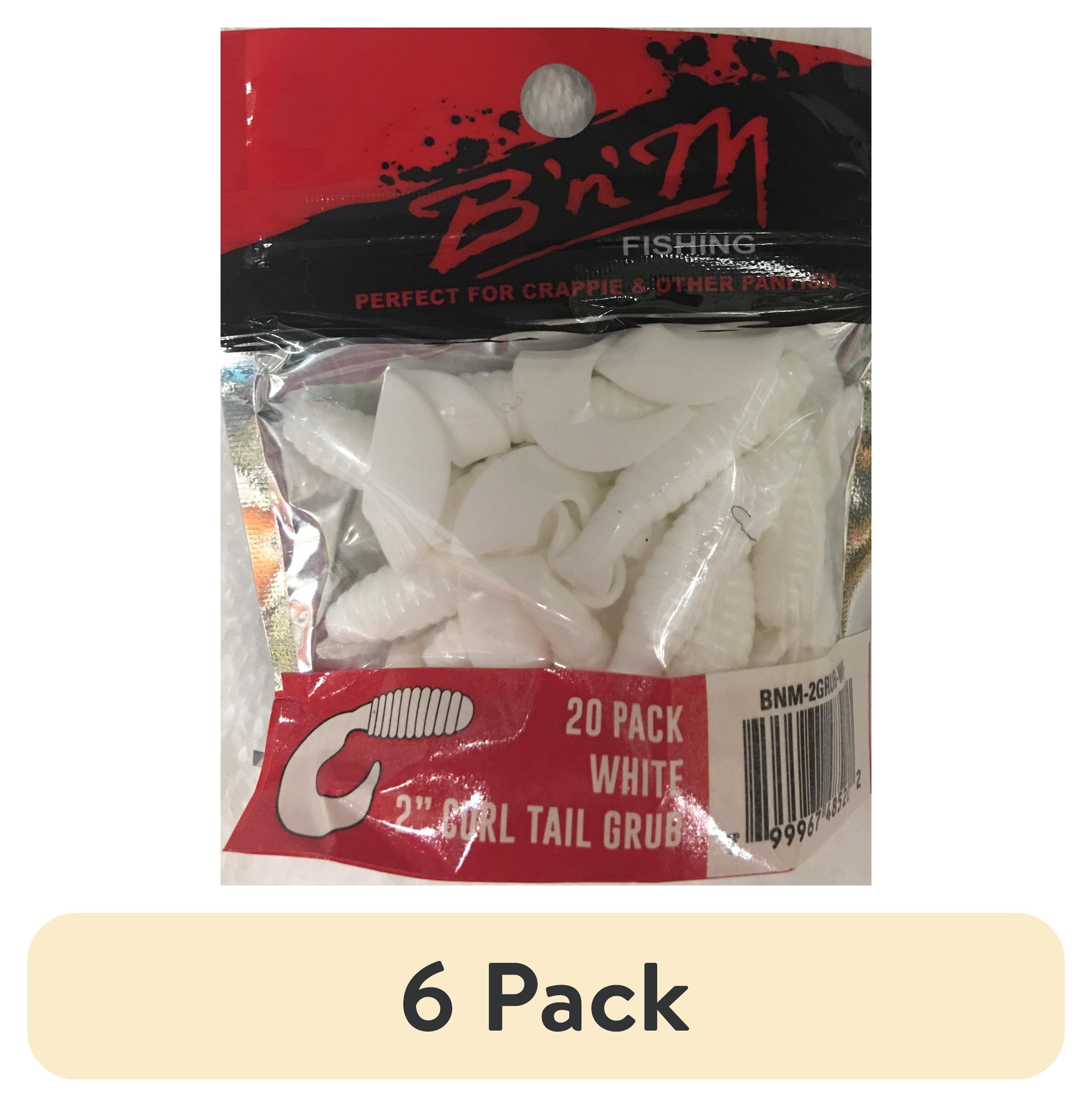 (6 pack) B'n'M 2" Curl Tail Grub Lure, White, 20 Count - Walmart.com