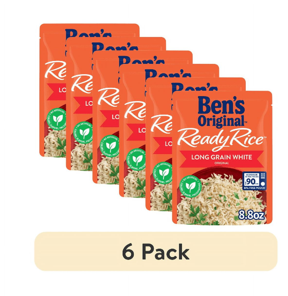 (6 pack) BEN'S ORIGINAL Ready Rice Original Long Grain White Rice, Easy ...
