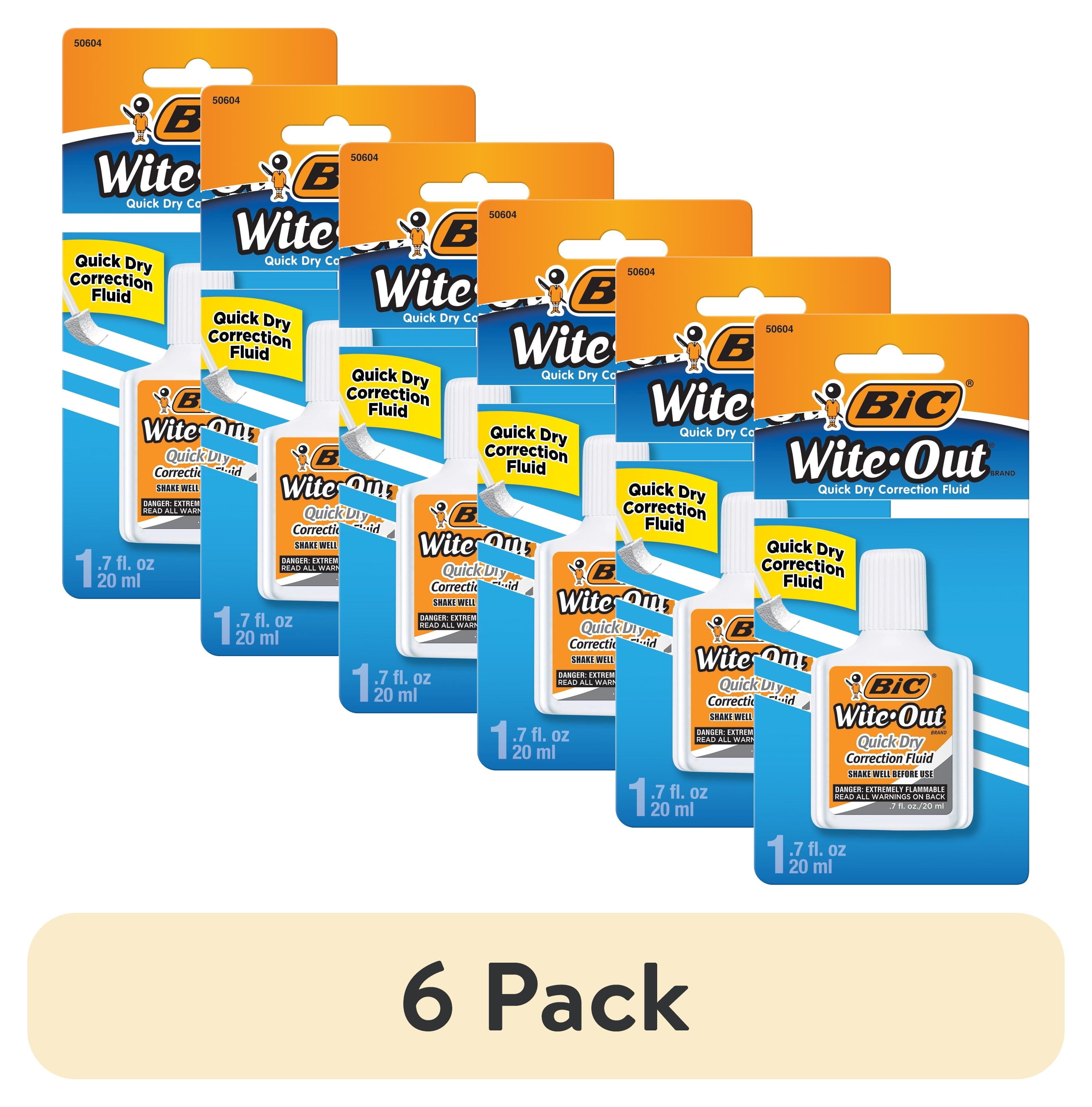 (6 pack) BIC Wite-Out Quick Dry Correction Fluid, 20 ml Bottle, White ...