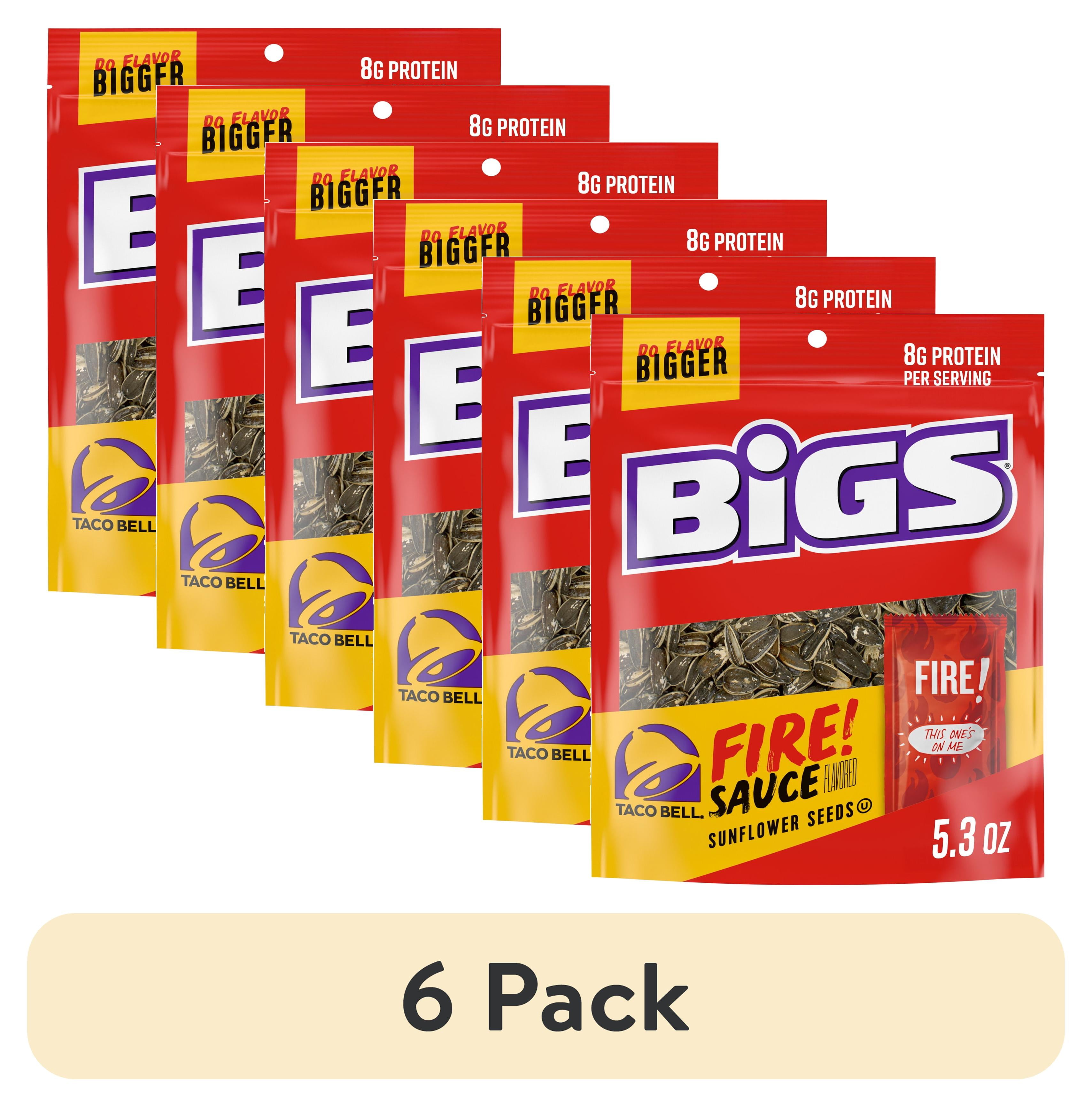 (6 pack) BIGS Taco Bell Fire Sauce Flavored Sunflower Seeds, Spicy ...
