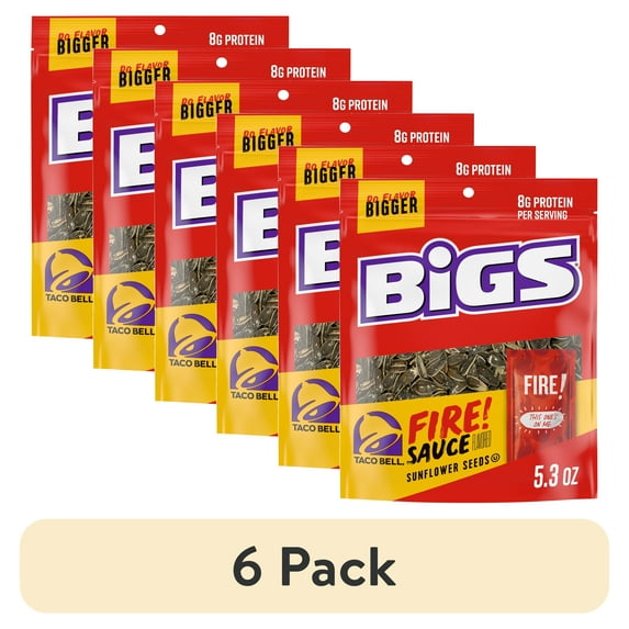 (6 pack) BIGS Taco Bell Fire Sauce Flavored Sunflower Seeds, Spicy ...