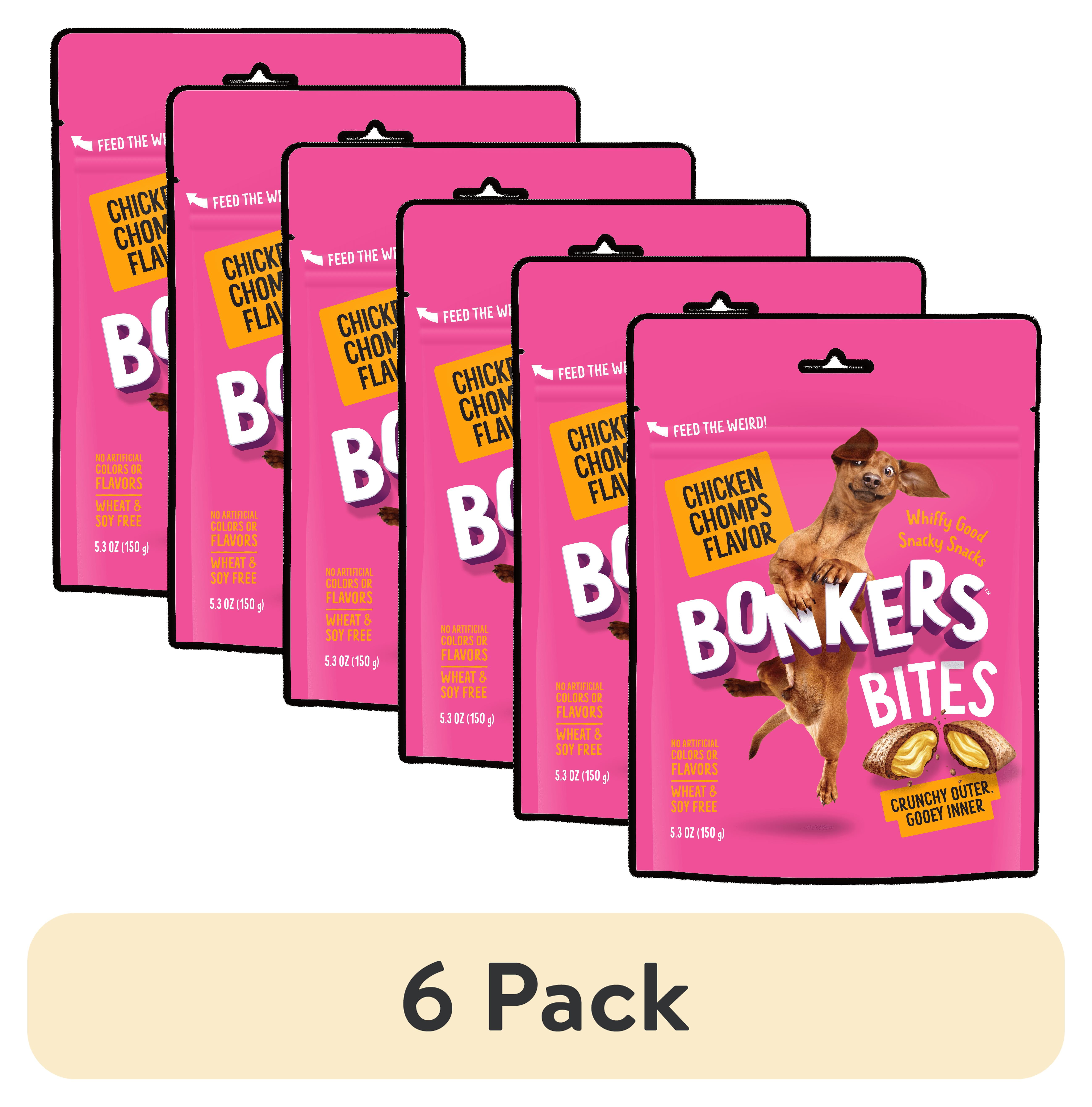 (6 pack) BONKERS Bites Chicken Chomps Flavor Crunchy & Soft Treats for ...