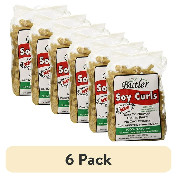 (6 pack) BUTLER FOODS Soy Curls, 8 oz – All-Natural, Non-GMO, Vegan ...