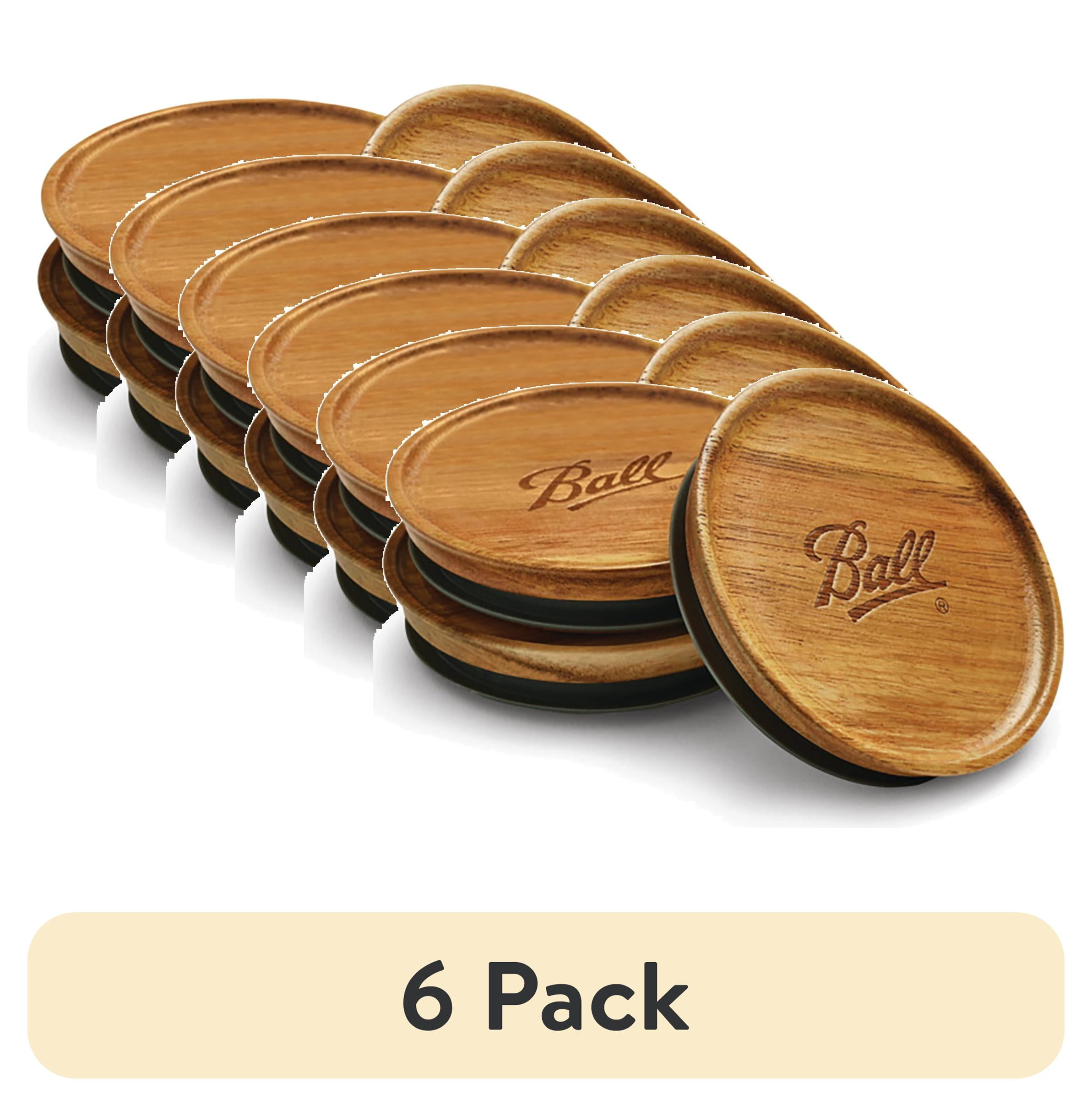 (6 pack) Ball 3-Pack Wood Mason Jar Lids - Regular Mouth, One-Piece ...