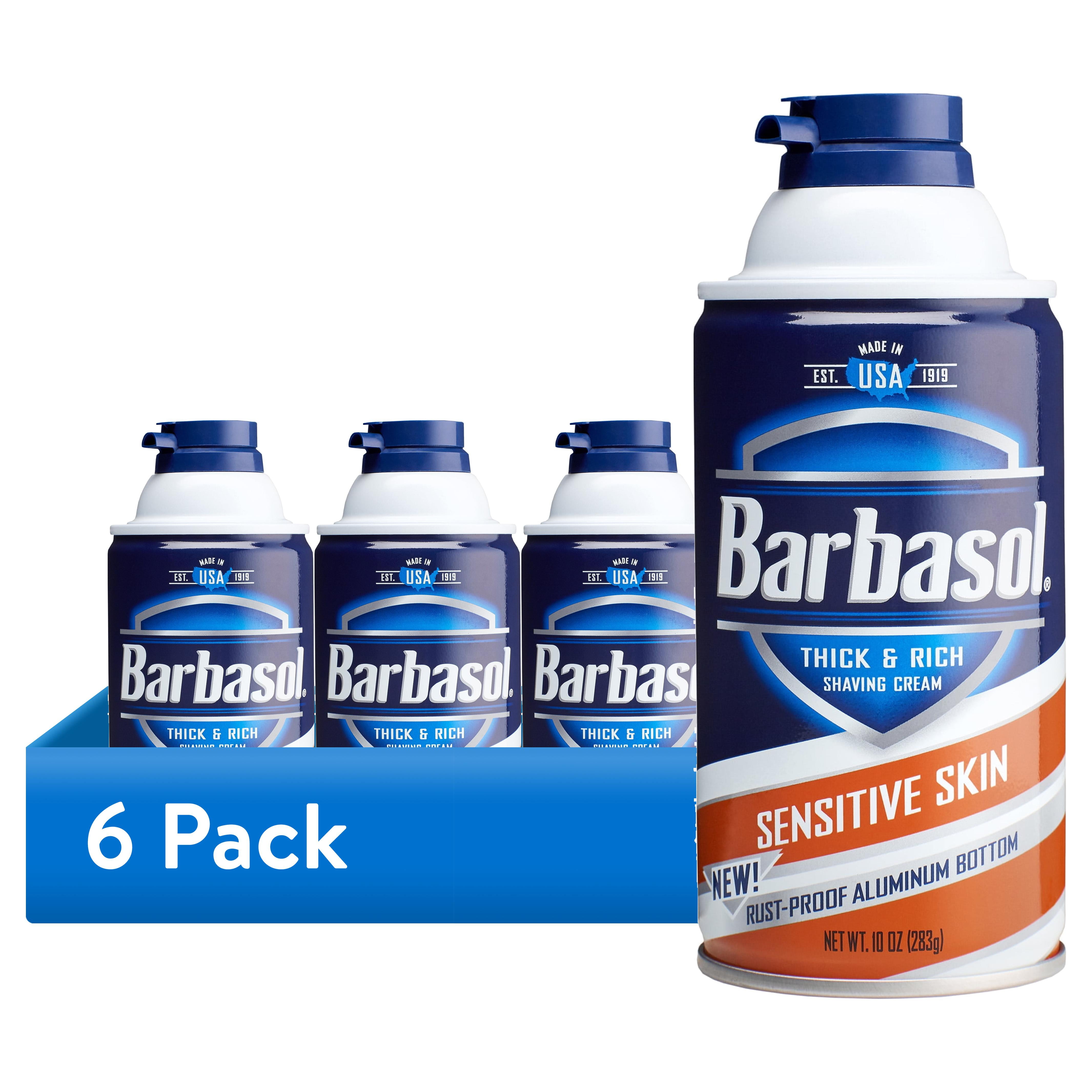 (6 pack) Barbasol Sensitive Skin Thick & Rich Shaving Cream for Men, 10 ...