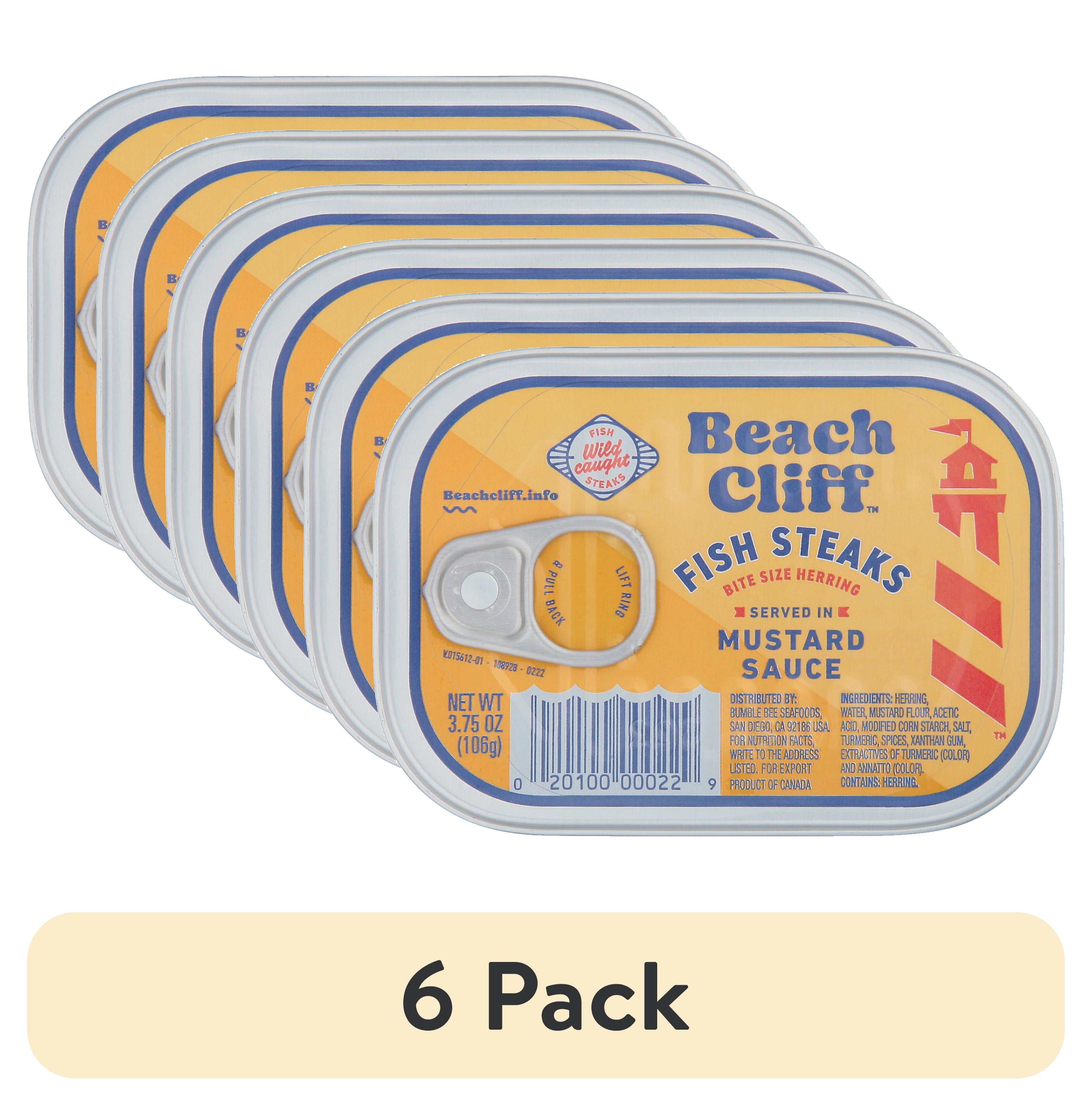 (6 pack) Beach Cliff Wild Caught Fish Steaks in Mustard Sauce, Gluten ...