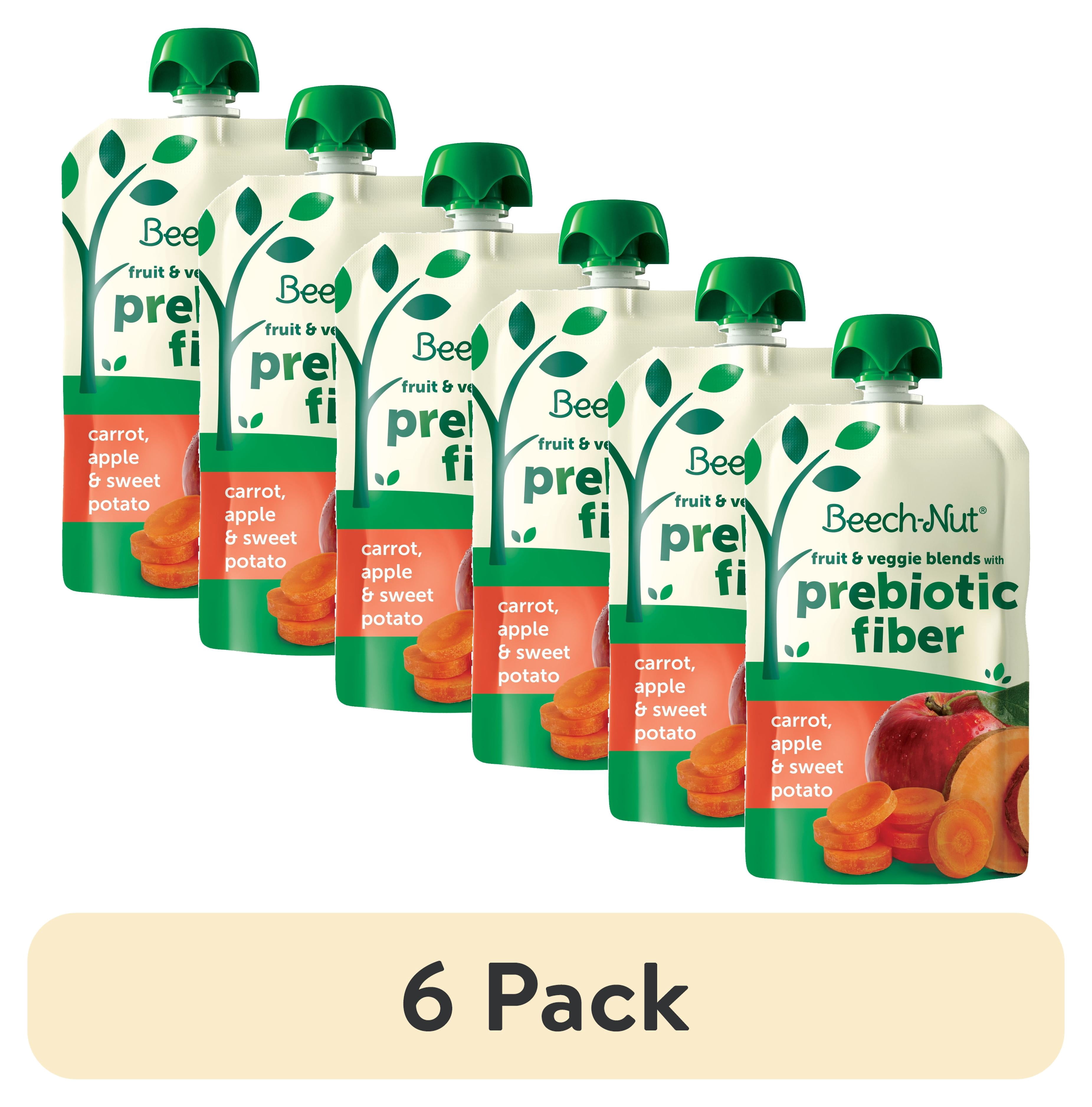 (6 pack) Beech-Nut Prebiotic Fiber Stage 4 Toddler Food, Carrot Apple ...