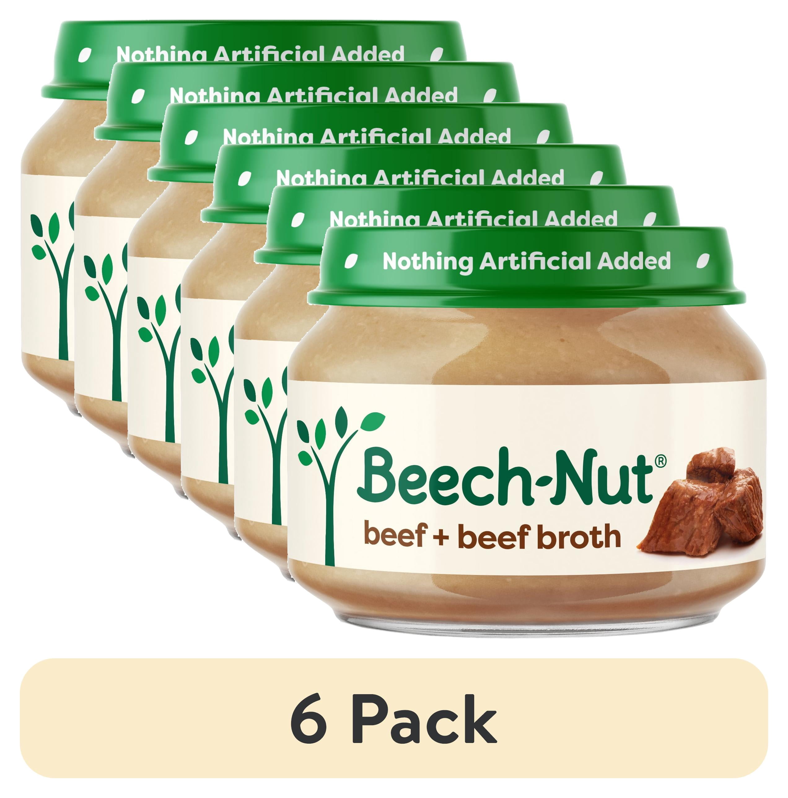 (6 pack) Beech-Nut Stage 1 Baby Food, Beef & Beef Broth, 2.5 oz Jar ...
