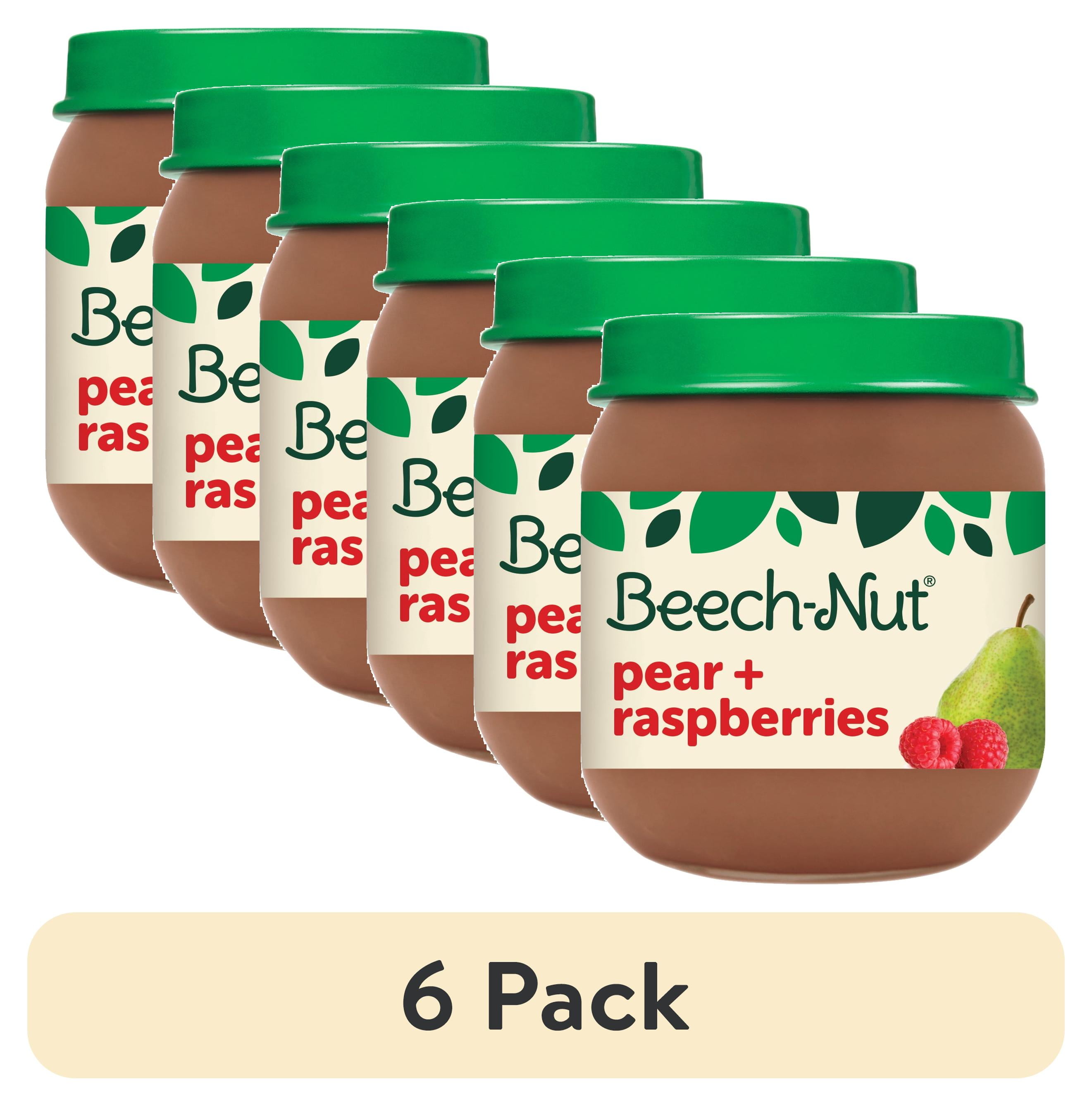 (6 pack) Beech-Nut Stage 2 Baby Food, Pear & Raspberries, 4 oz Jar ...