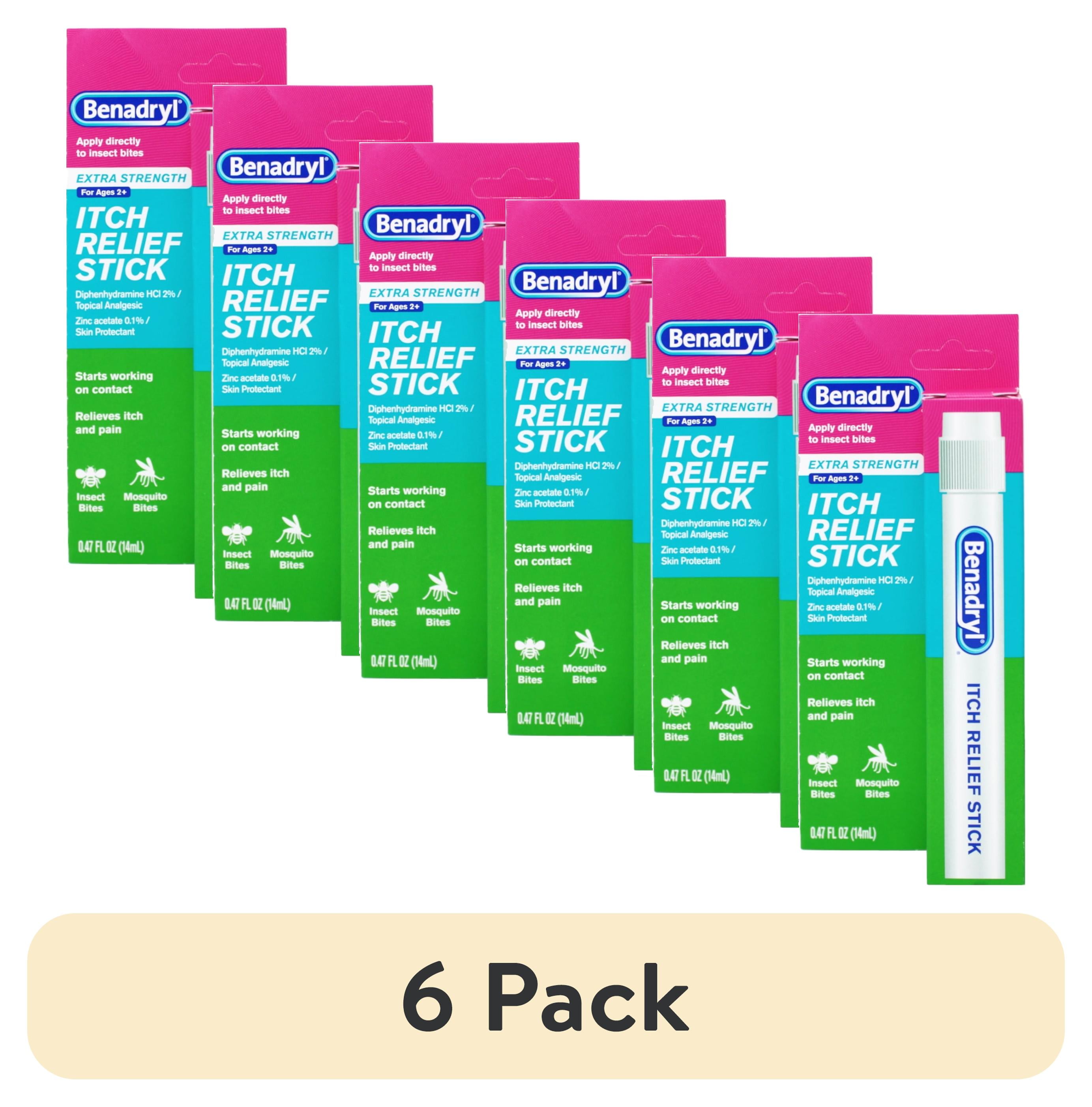 (6 pack) Benadryl Extra Strength Itch Relief Stick - Travel Size - 0.47 fl oz - Walmart.com