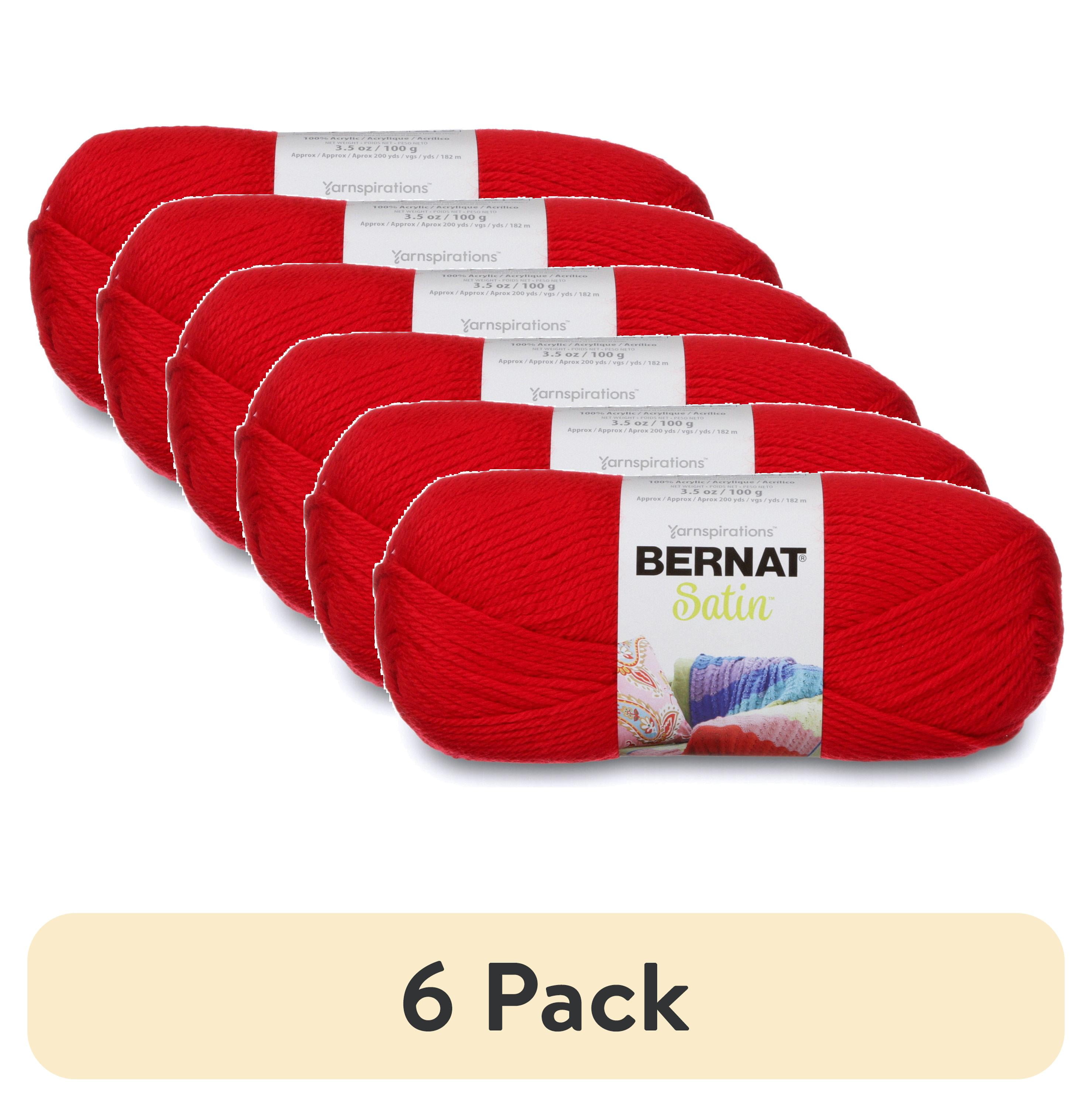 (6 pack) Bernat Satin Yarn (100G/3.5Oz), Crimson - Walmart.com