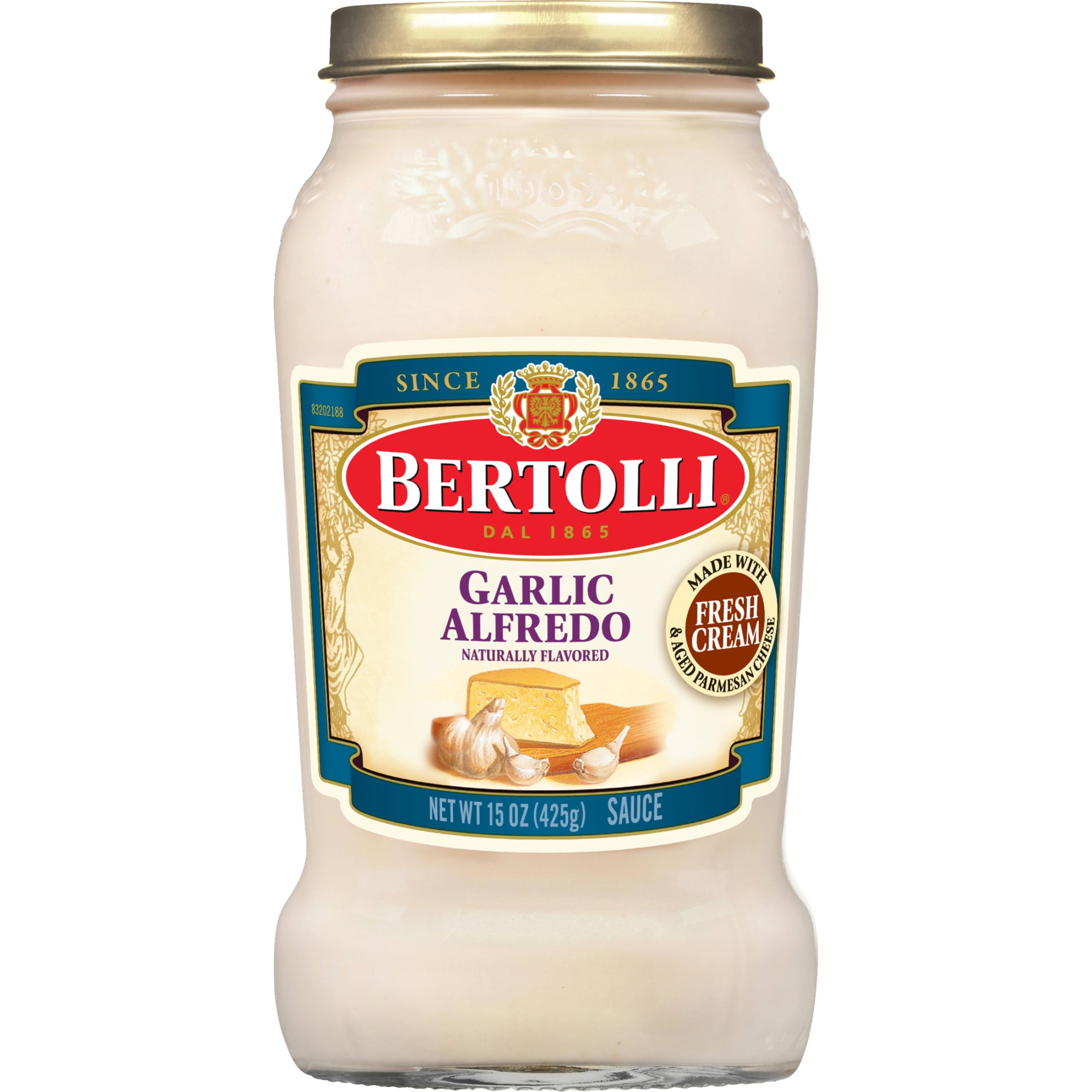 (6 pack) Bertolli Garlic Alfredo Pasta Sauce with Fresh Cream, 15 oz ...