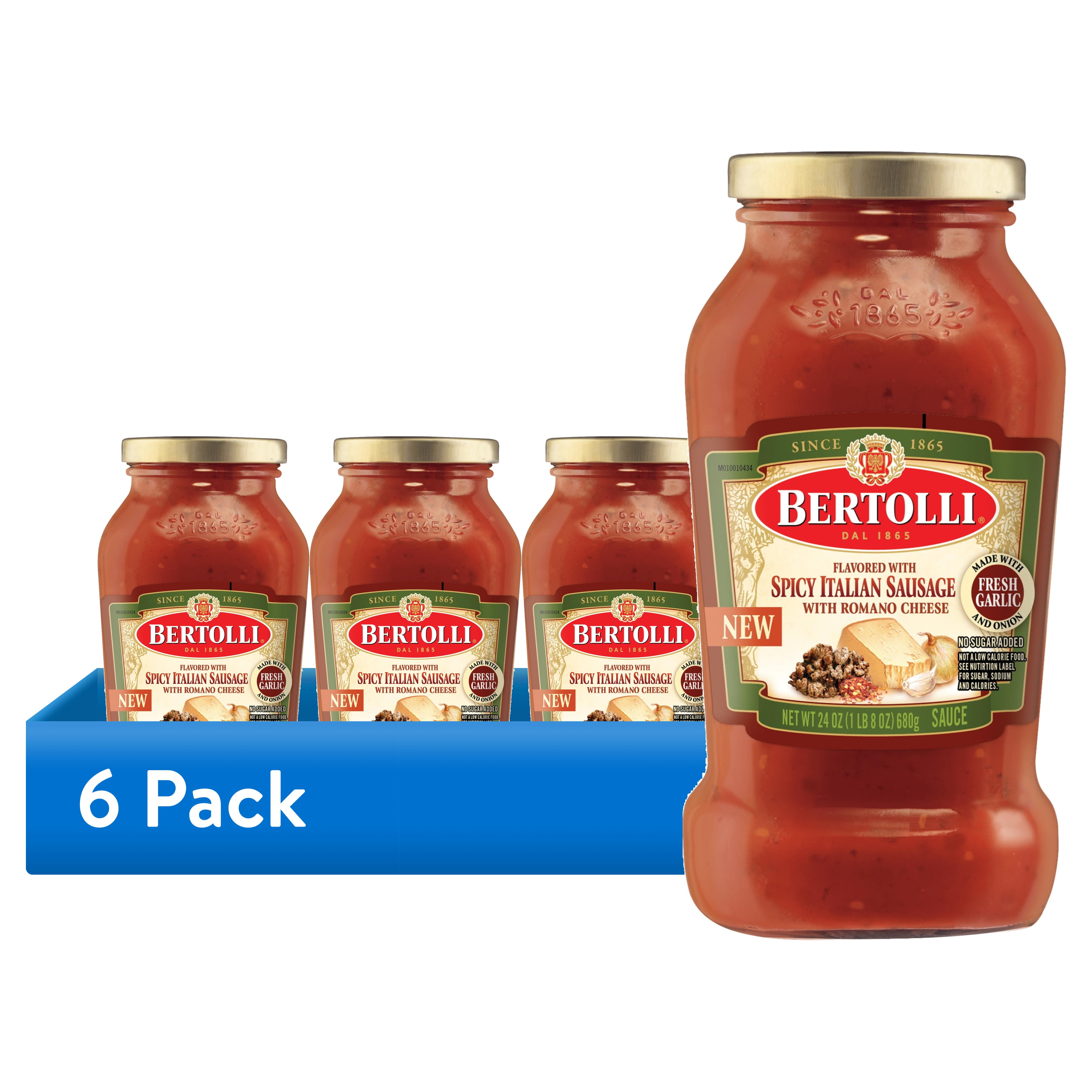 (6 pack) Bertolli Pasta Sauce with Spicy Italian Sausage and Romano Cheese, Spaghetti Tomato ...