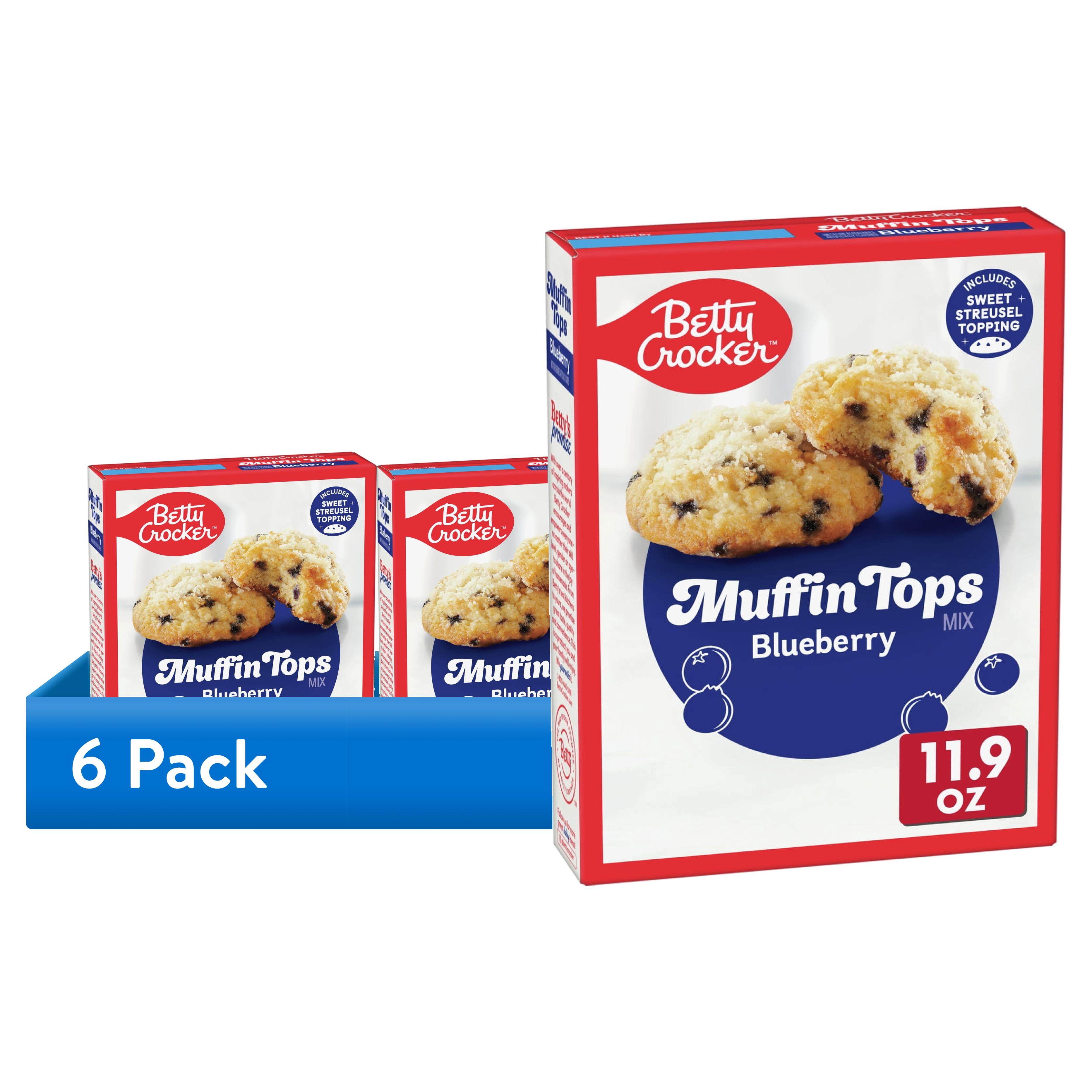 (6 pack) Betty Crocker Muffin Tops Mix, Blueberry, With Topping, 11.9 ...