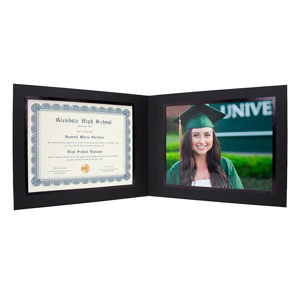 (6 pack) GRAD Black Luxe Double Photo Folder 10x8 frame w plain border ...
