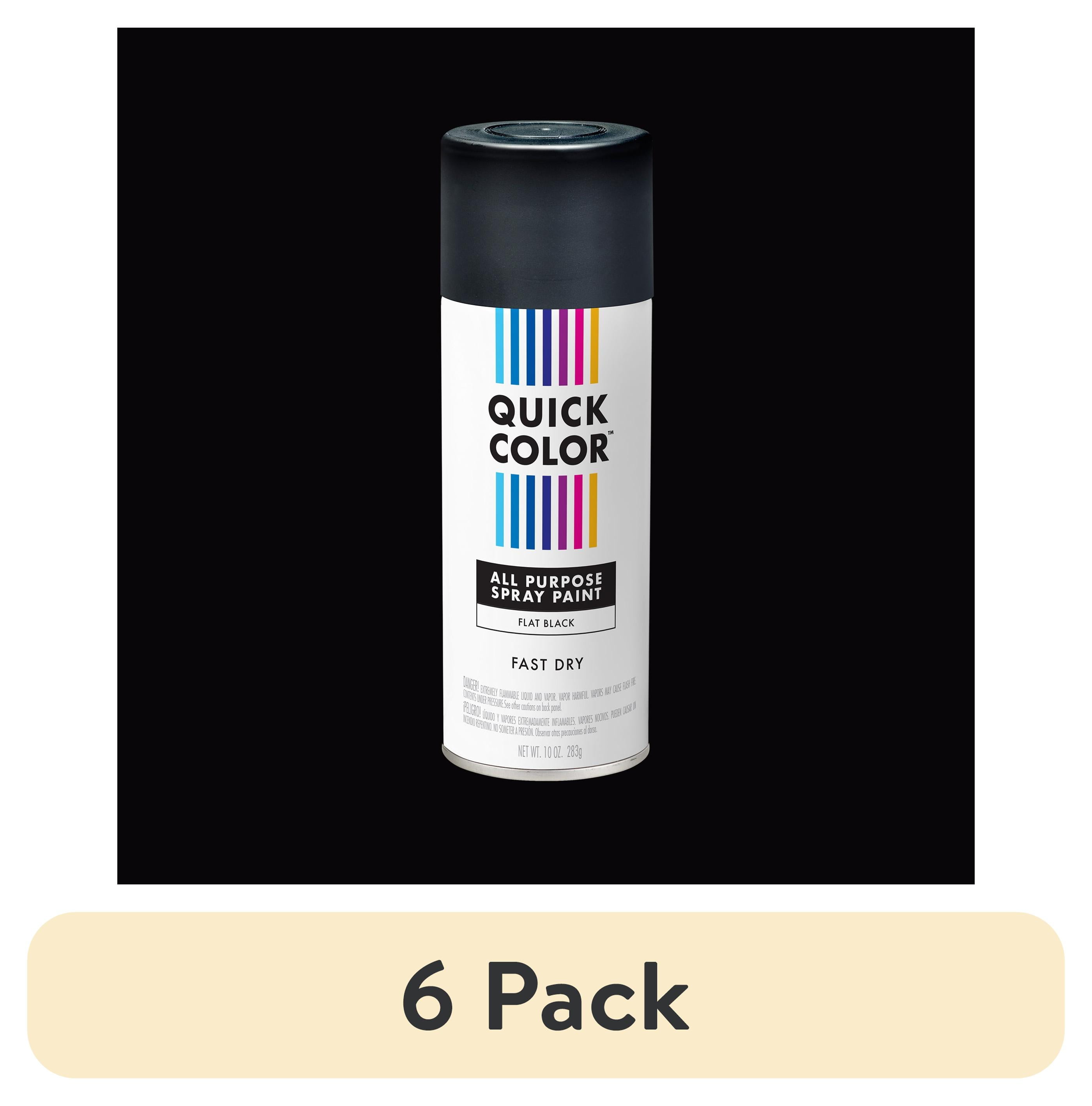 (6 pack) Black, Quick Color All Purpose Flat Spray Paint-391194, 10 oz ...