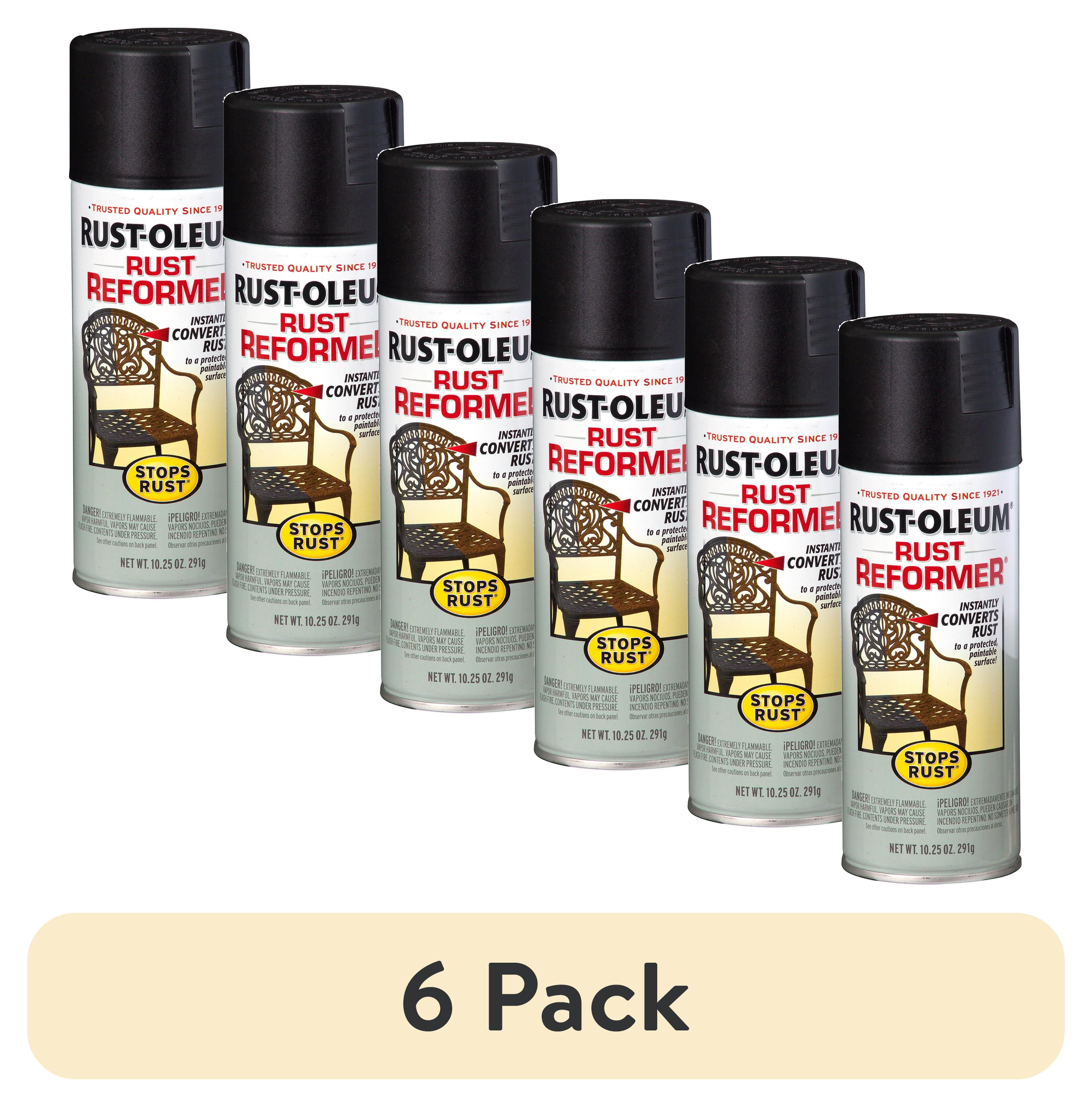 (6 pack) Black, Rust-Oleum Stops Rust Flat Rust Reformer Spray Paint ...
