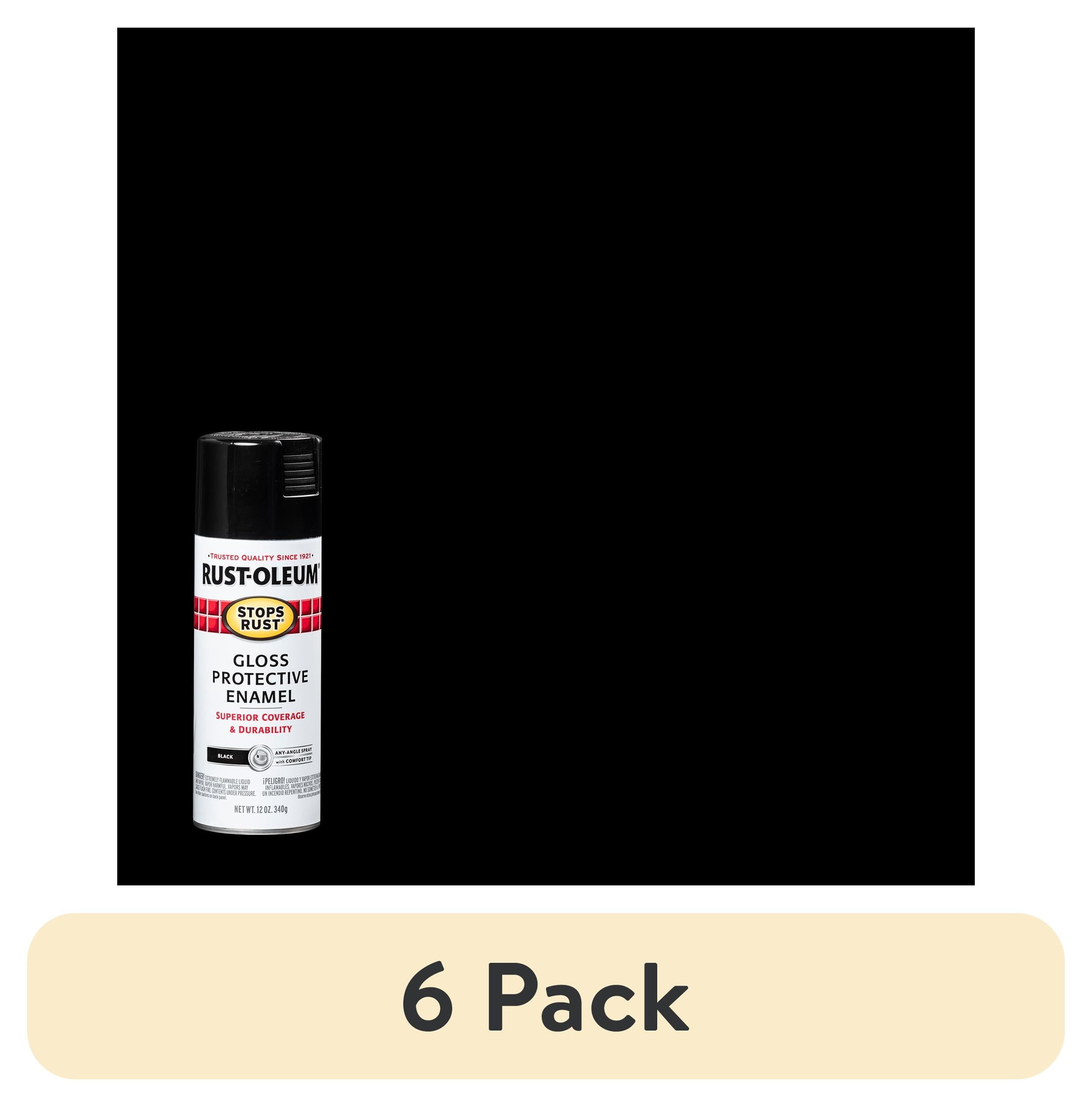 (6 pack) Black, Rust-Oleum Stops Rust Gloss Protective Enamel Spray ...