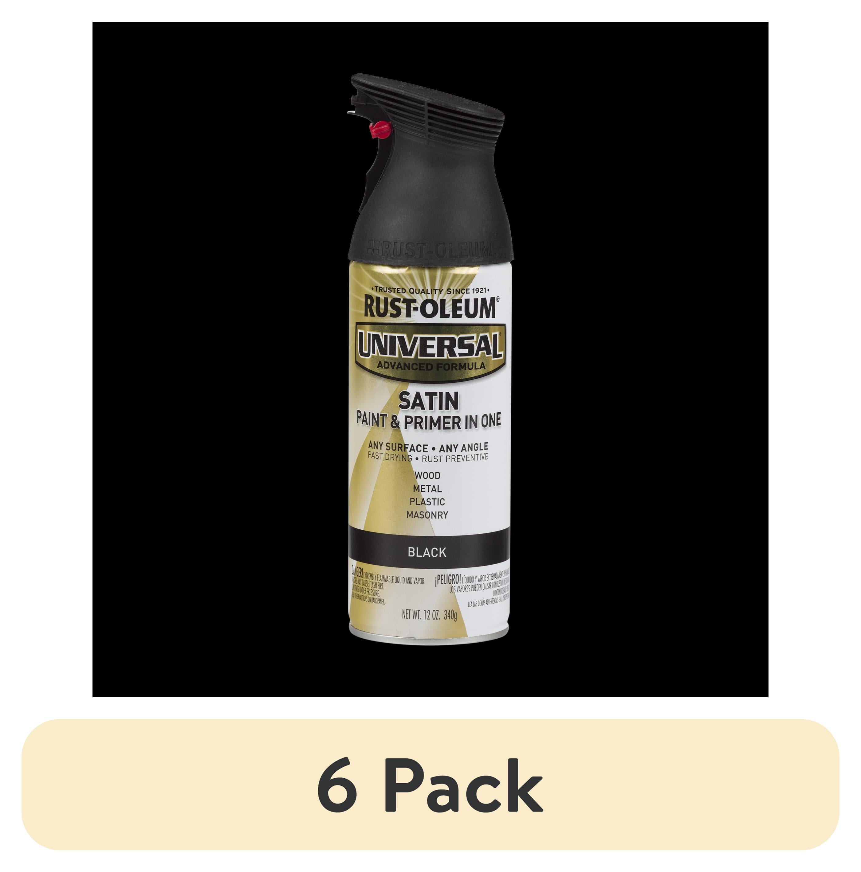 (6 pack) Black, Rust-Oleum Universal Paint & Primer Satin Spray Paint ...