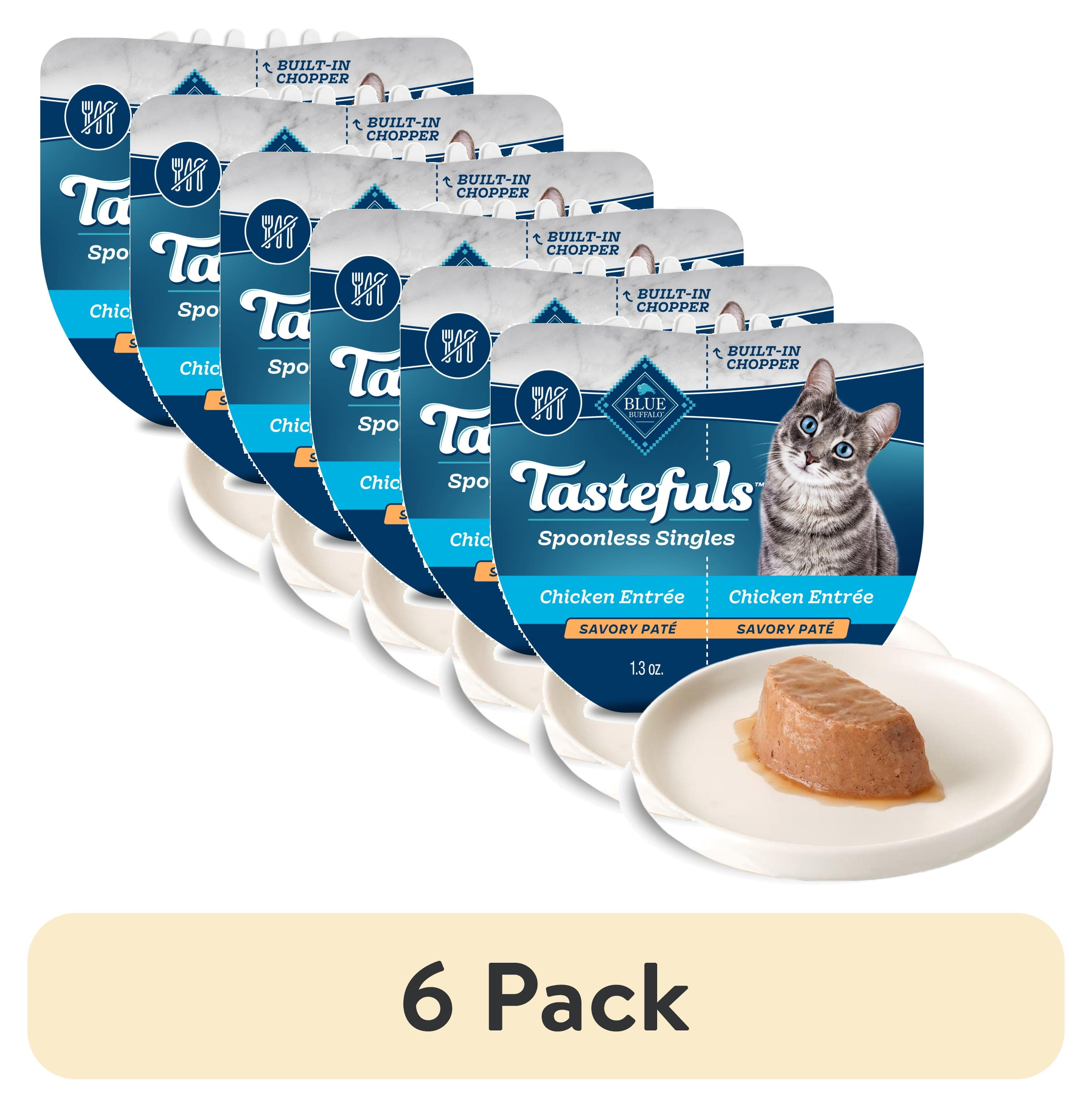(6 pack) Blue Buffalo Tastefuls Spoonless Singles Wet Cat Food Paté, 2. ...