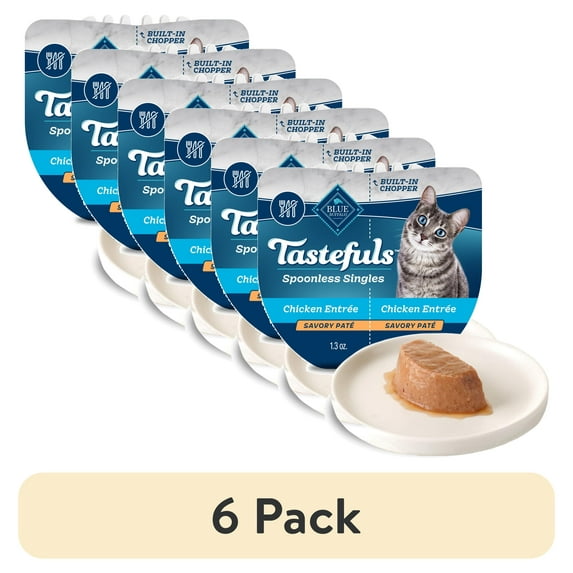 (6 pack) Blue Buffalo Tastefuls Spoonless Singles Wet Cat Food Paté, 2. ...