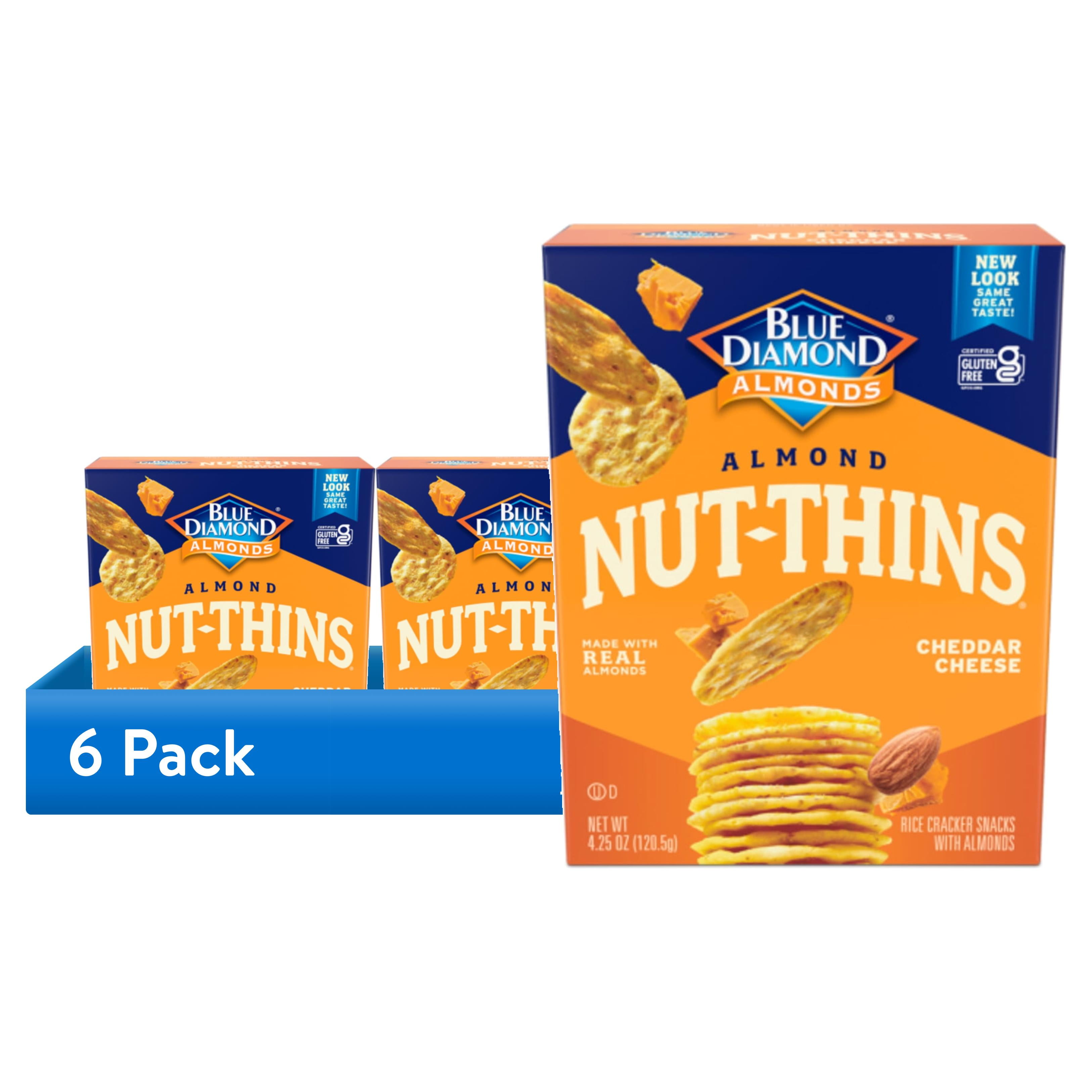 (6 pack) Blue Diamond Almonds Nut-Thins, Cheddar Cheese, Snack Crackers ...
