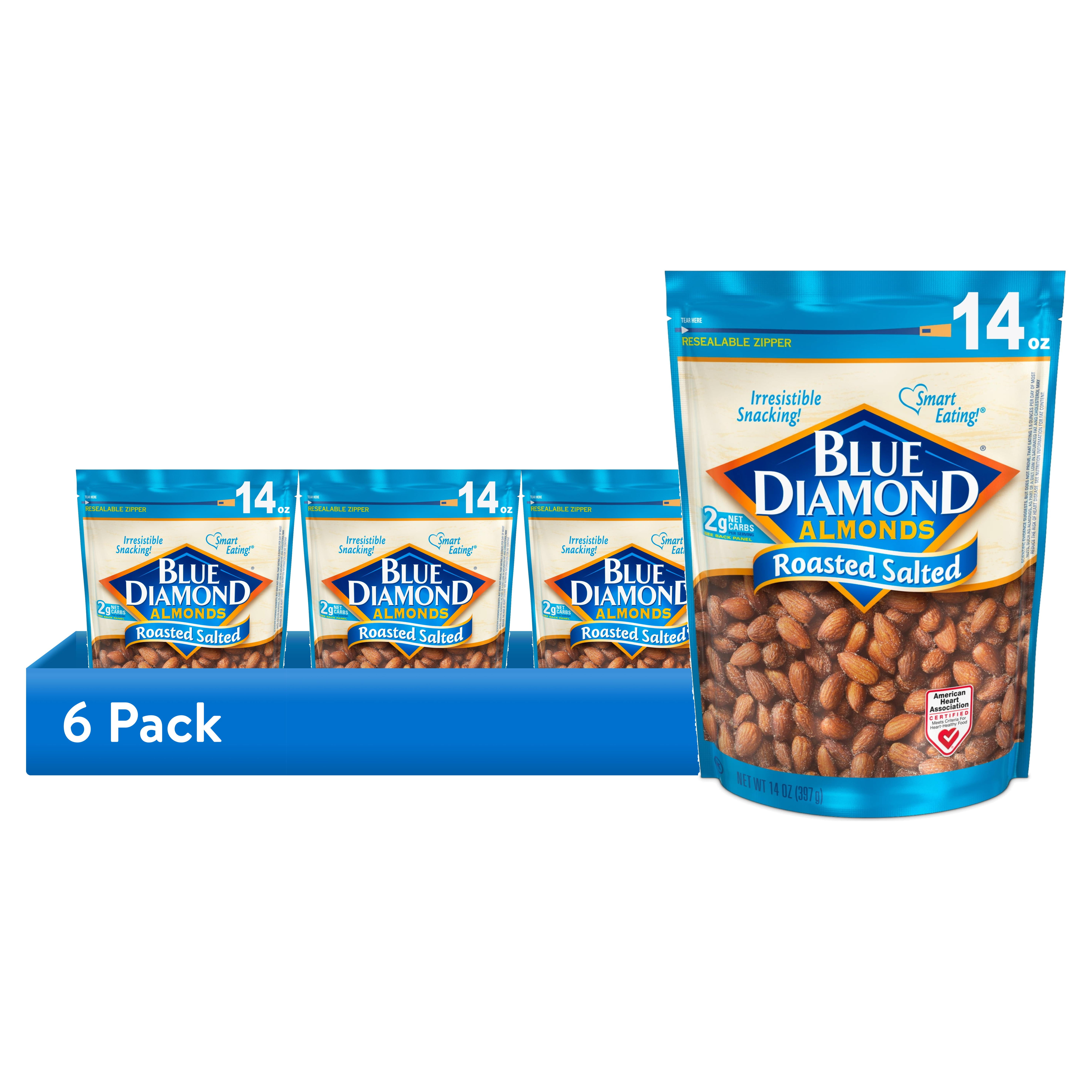 (6 pack) Blue Diamond Almonds, Roasted Salted Flavored Snack Nuts ...