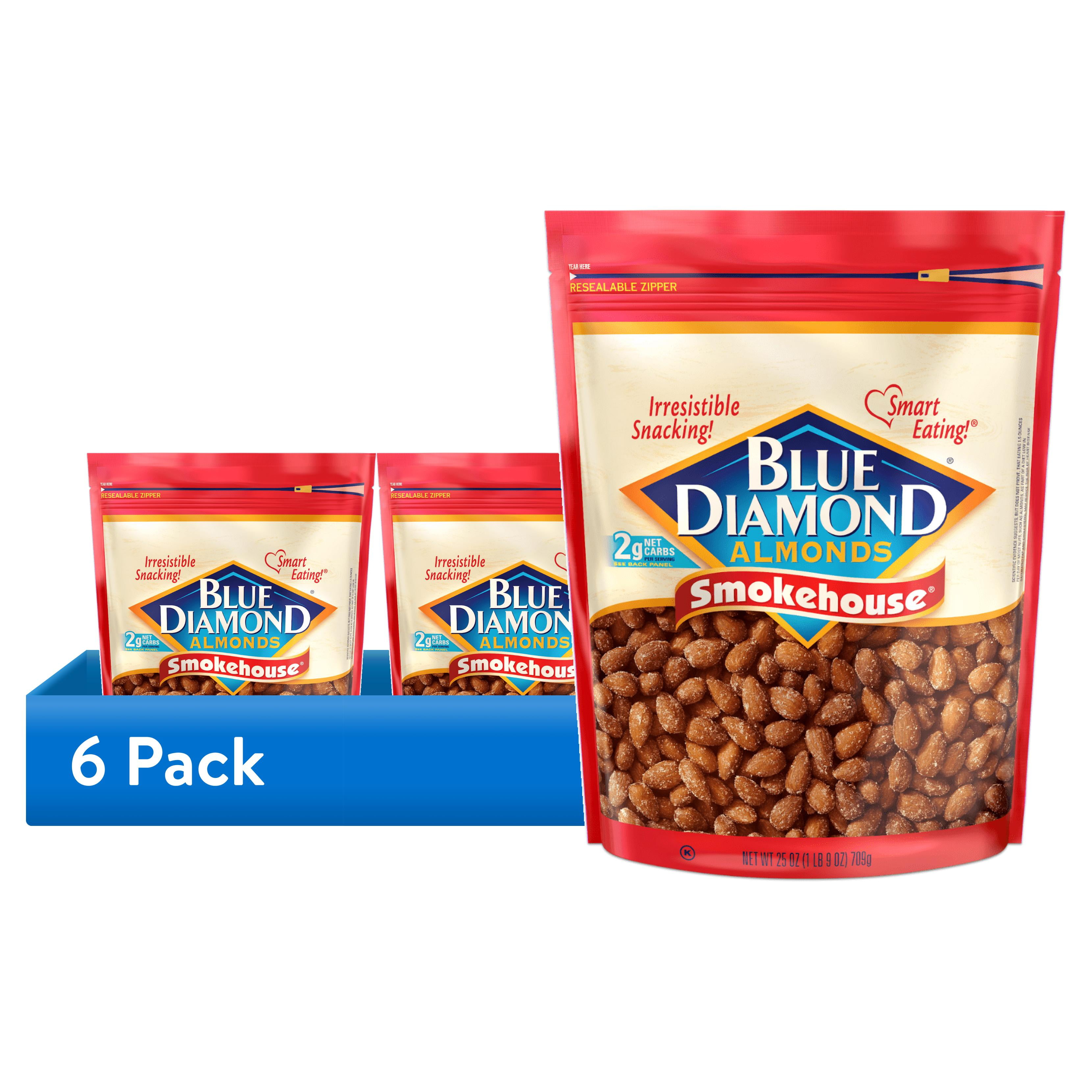 (6 pack) Blue Diamond Almonds, Smokehouse Flavored Snack Nuts for ...
