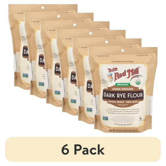 (6 pack) Bob's Red Mill Organic Dark Rye Flour, 20 oz Bag - Whole Grain ...