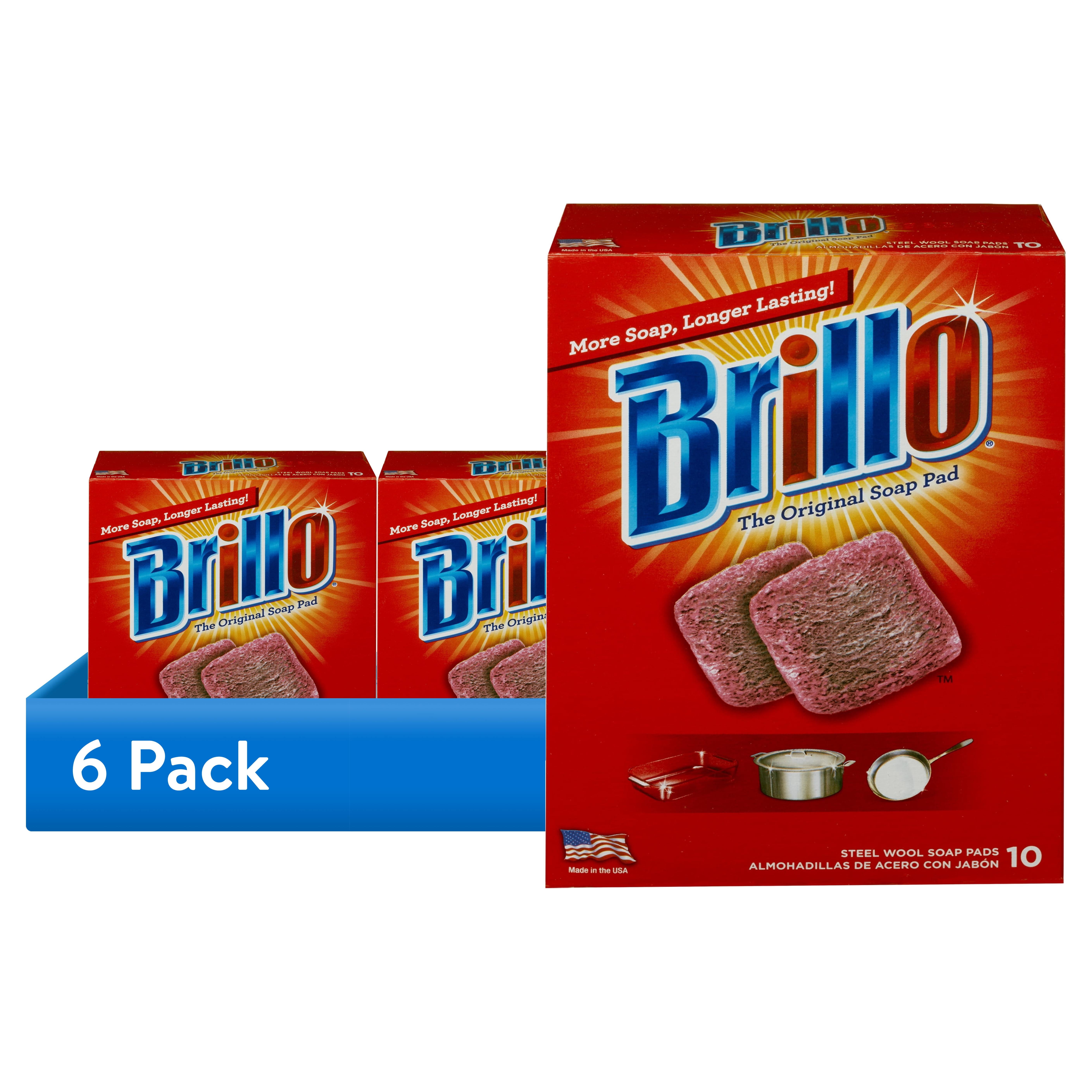 (6 pack) Brillo Original Steel Wool Scouring Pad (10 Count) 23310 ...