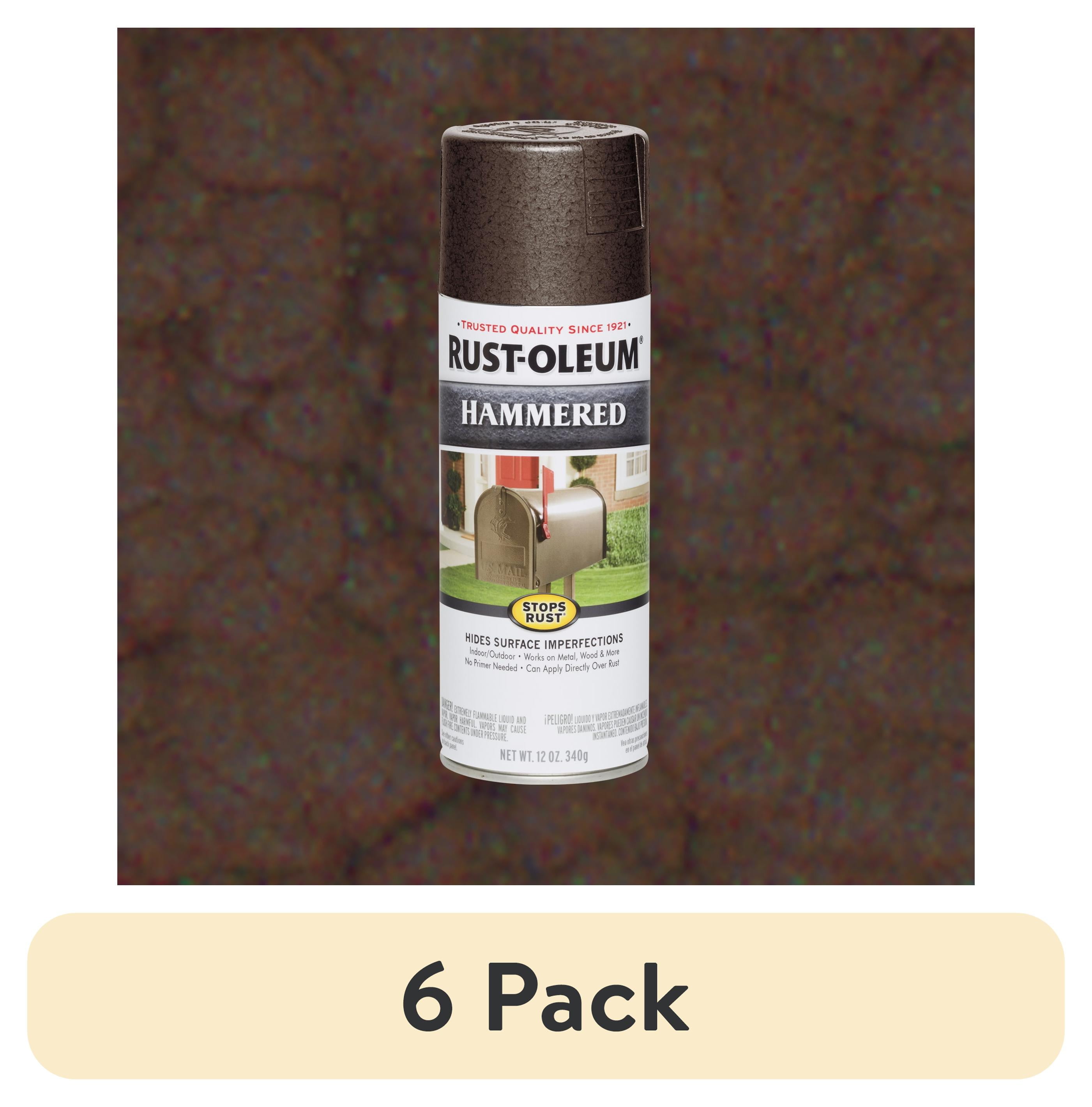 (6 pack) Brown, Rust-Oleum Stops Rust Hammered Spray Paint-210880, 12 ...