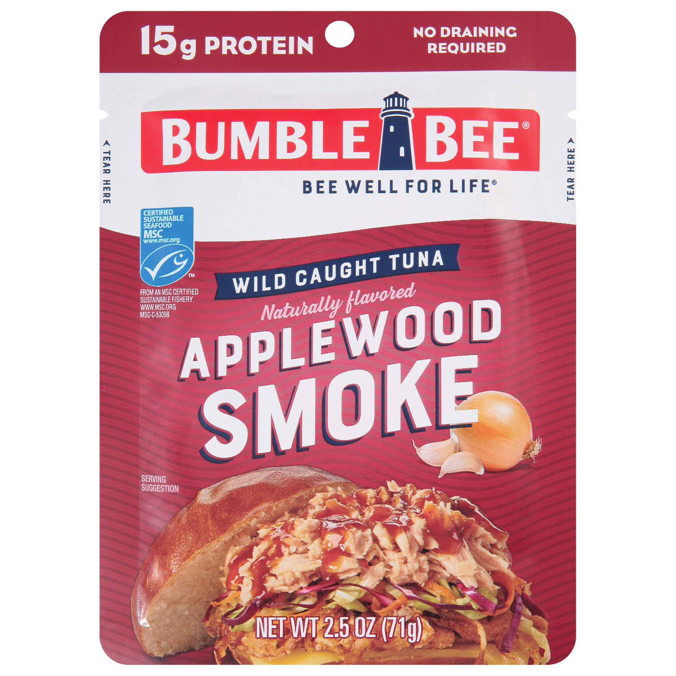(6 pack) Bumble Bee, 16g Protein, Applewood Smoke Flavored Pouch Tuna ...