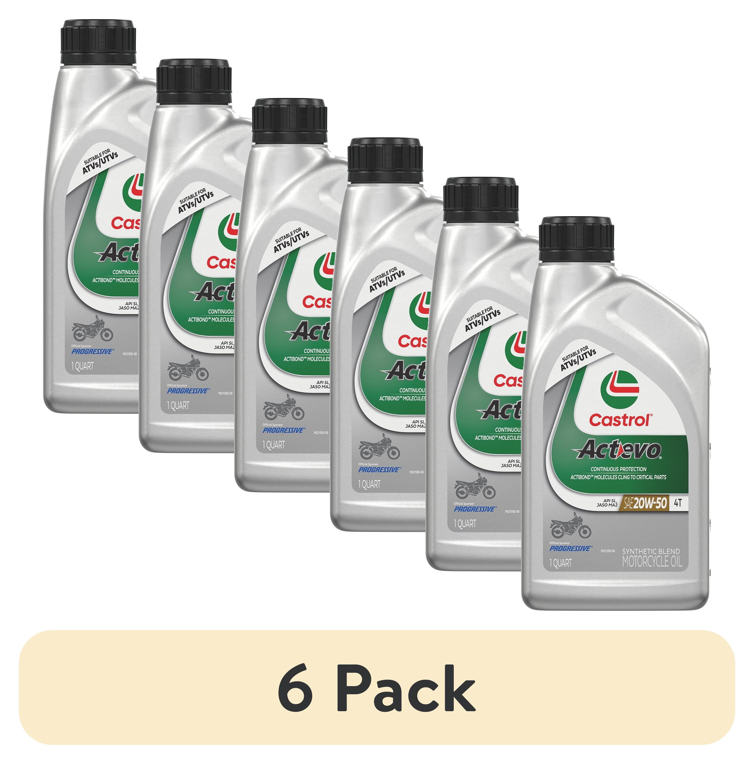 (6 pack) Castrol Actevo 4T 20W-50 Part Synthetic Motorcycle Oil, 1 ...