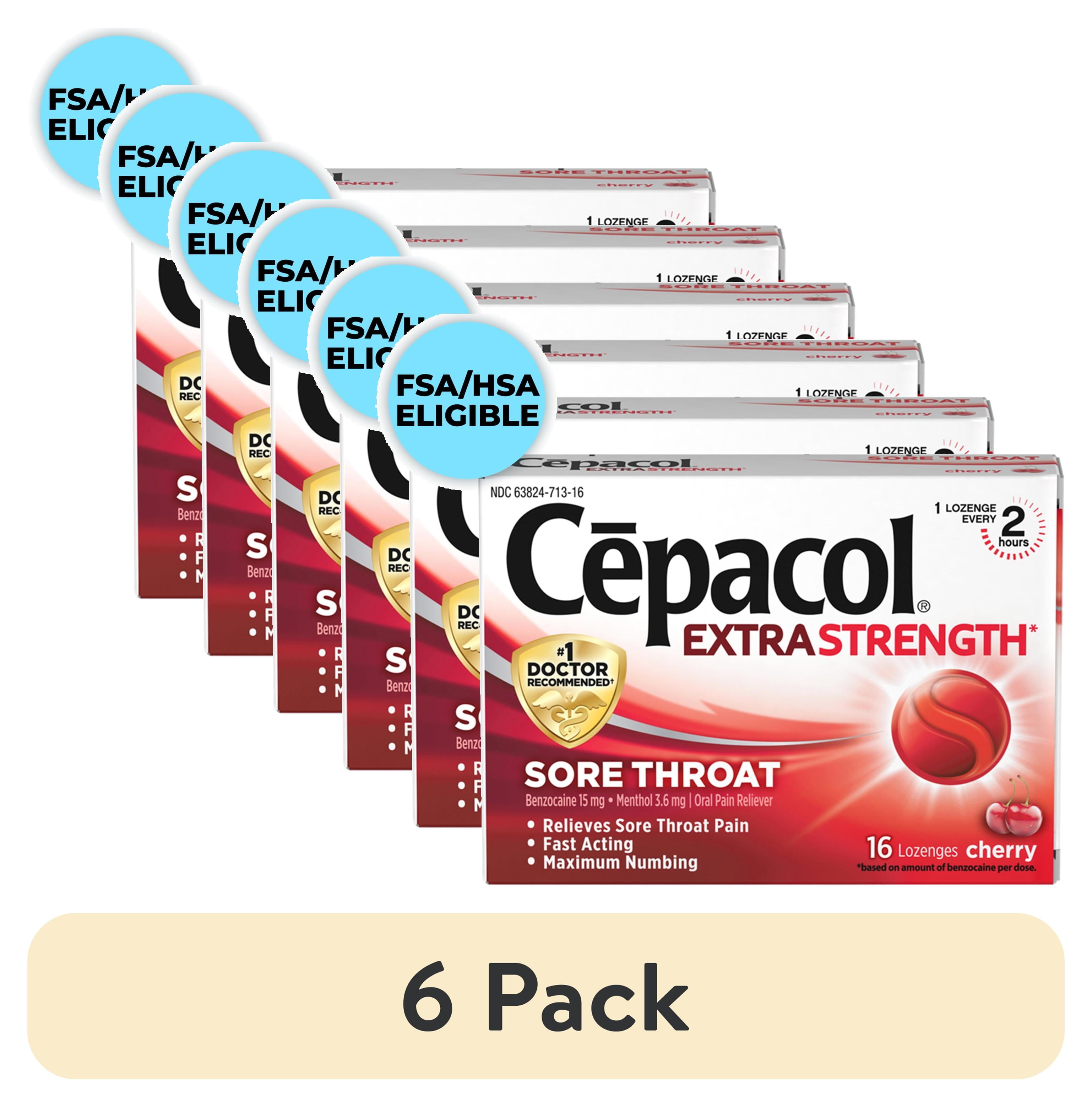 (6 pack) Cepacol Maximum Strength Throat Drop Lozenges, Cherry, 16 ...