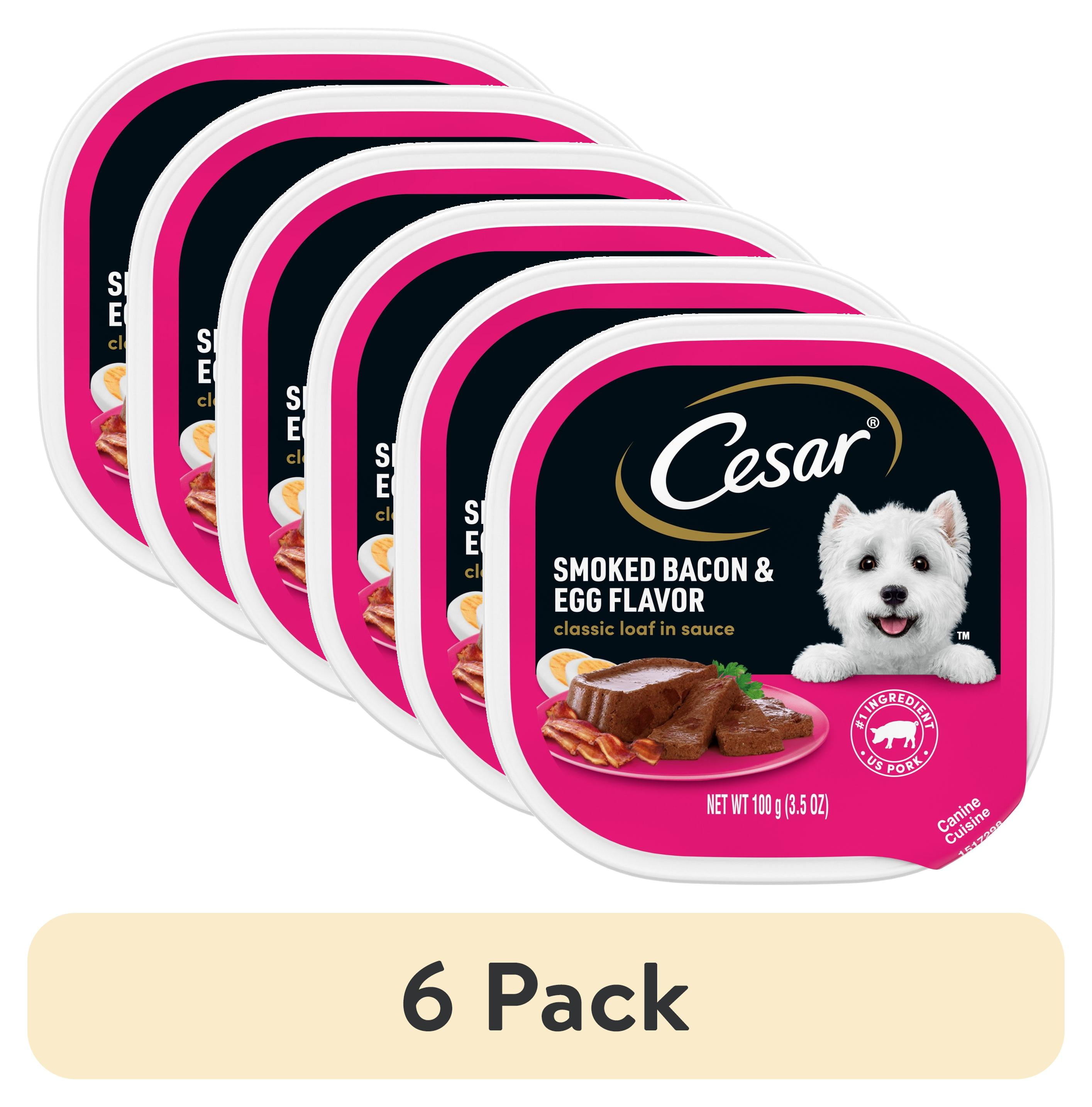 (6 pack) Cesar Classic Loaf In Sauce Smoked Bacon And Egg Wet Dog Food ...