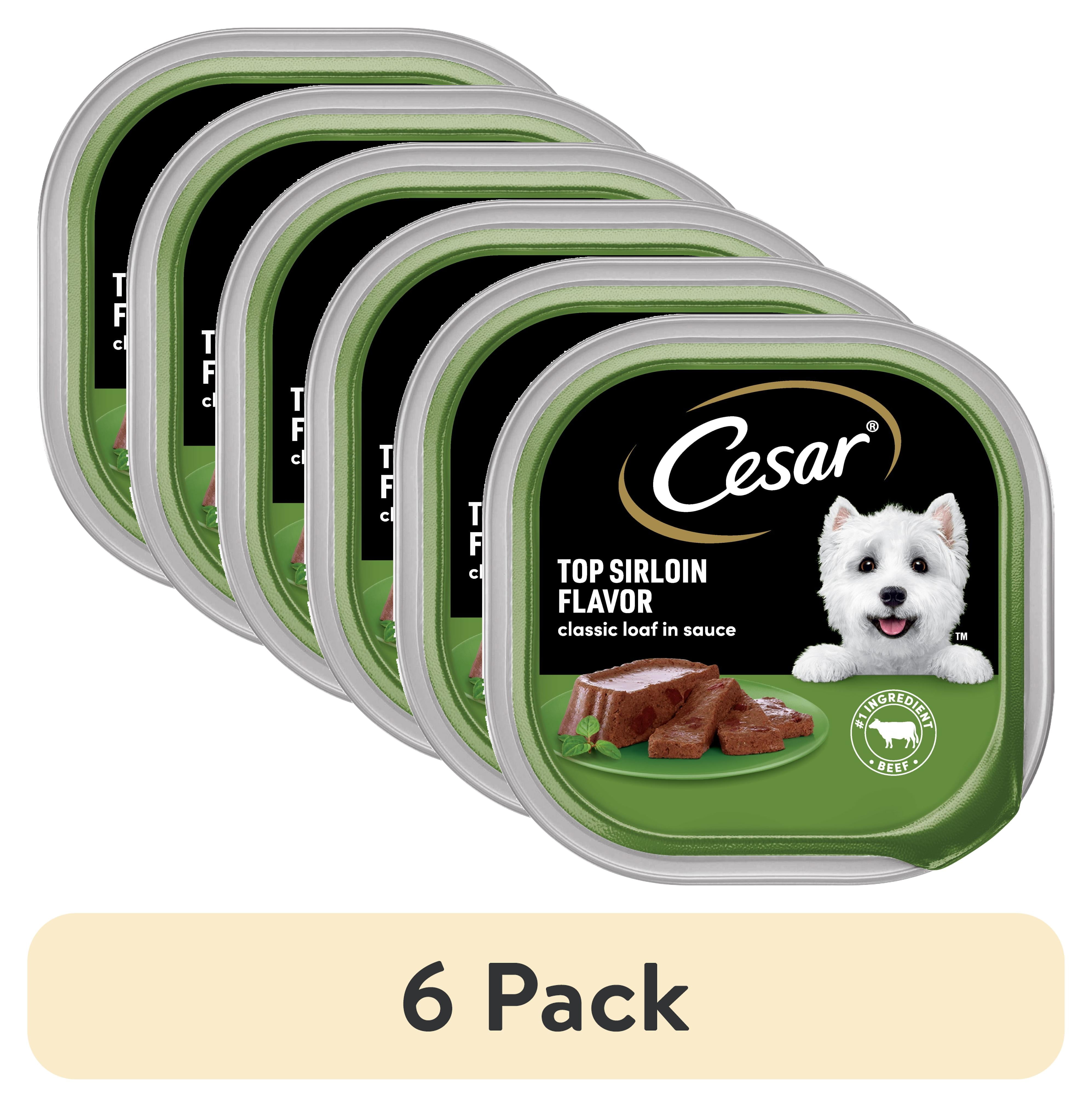 (6 pack) Cesar Loaf in Sauce Top Sirloin Flavor Adult Wet Dog Food, 3.5 ...