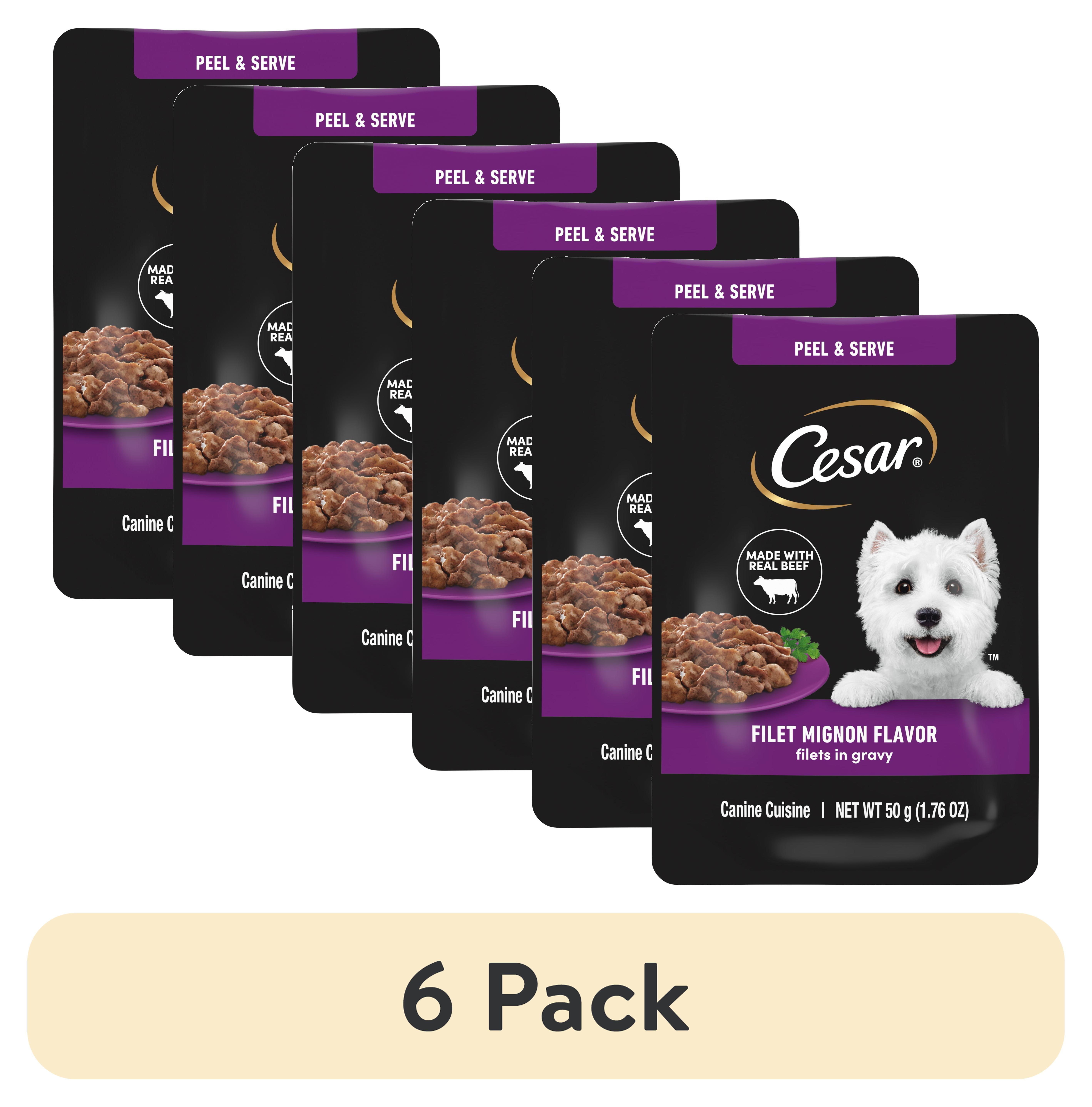 (6 pack) Cesar Pouch Filets In Gravy Filet Mignon Flavor Wet Dog Food ...