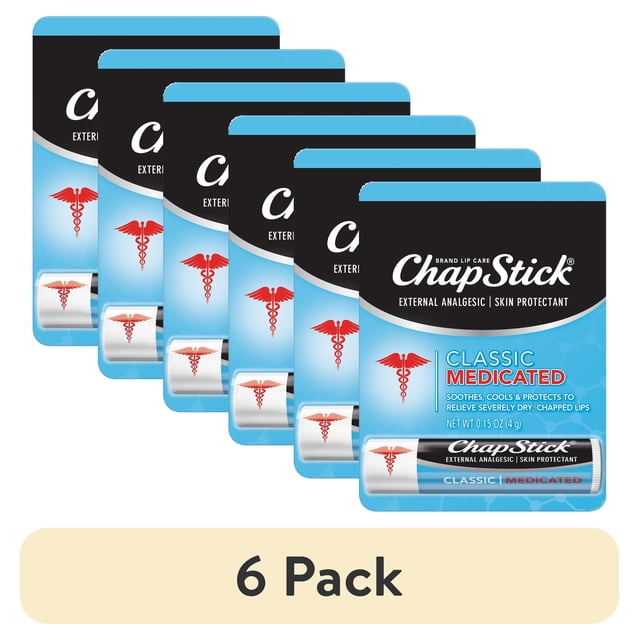 (6 pack) ChapStick Classic (Medicated Flavor, 0.15 Ounce) Lip Balm Tube ...