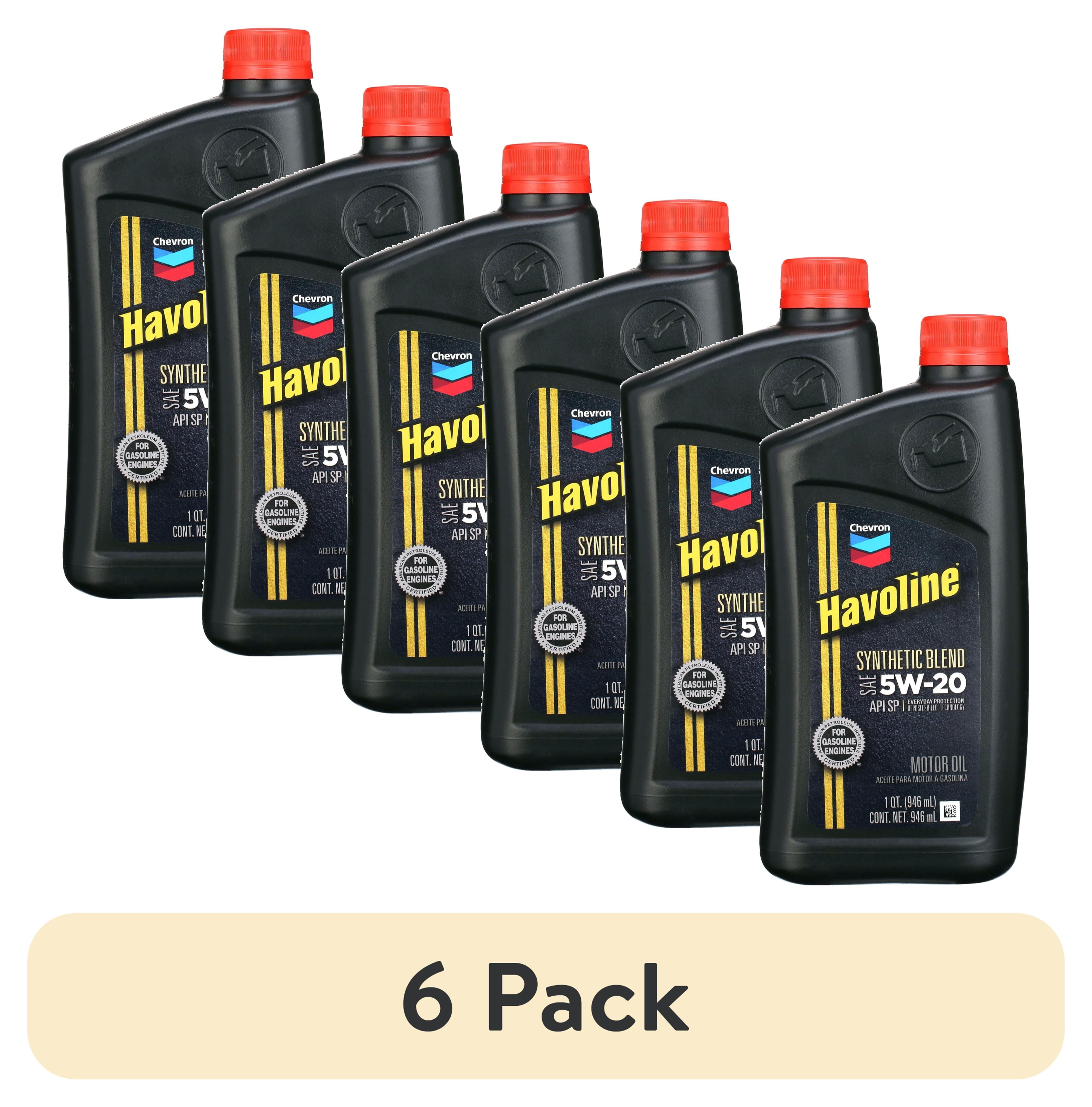(6 pack) Chevron Havoline Synthetic Blend Motor Oil 5W-20, 1 Quart ...