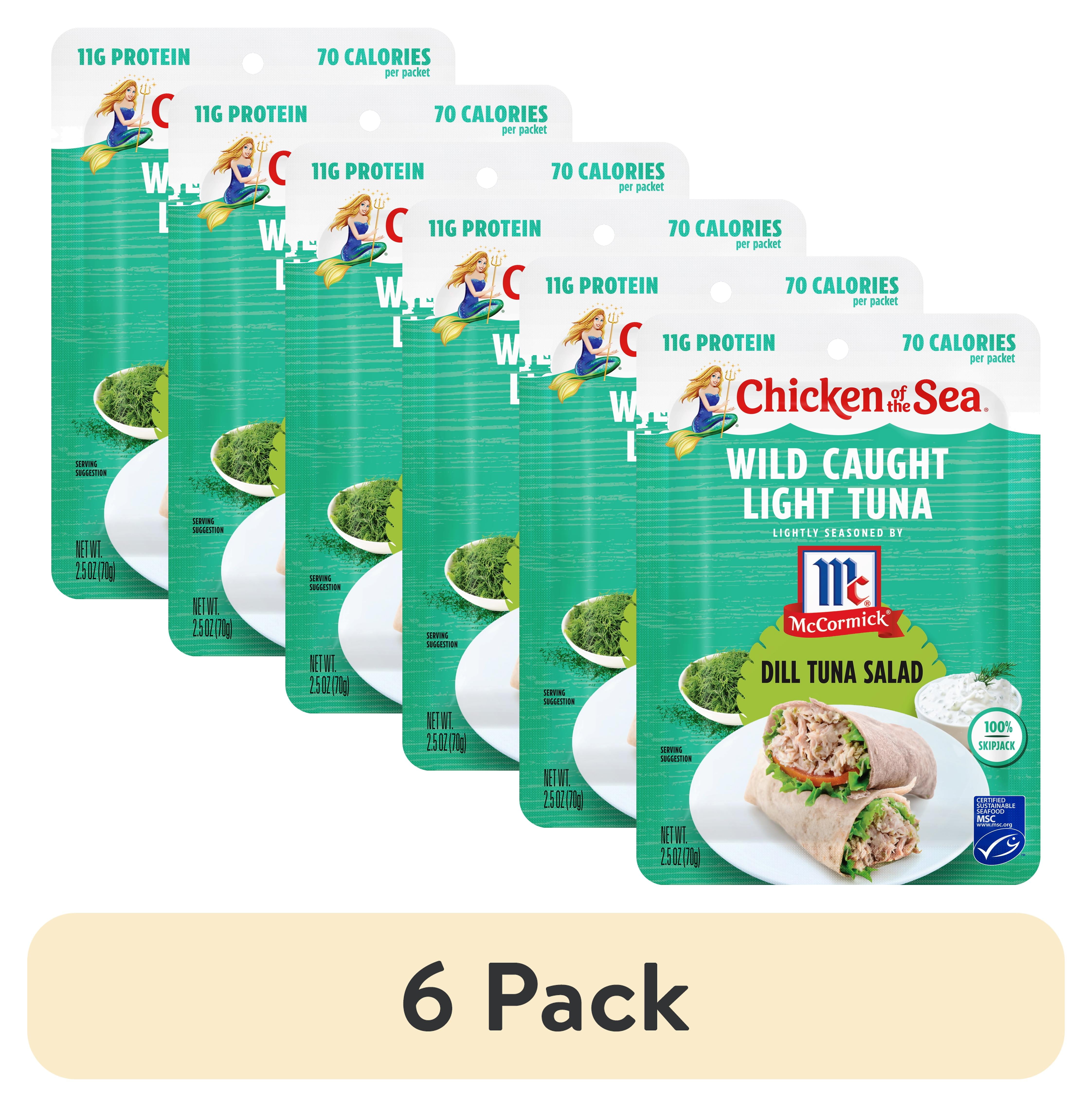 (6 pack) Chicken of the Sea Wild Caught Light Tuna Packet, Dill Tuna ...