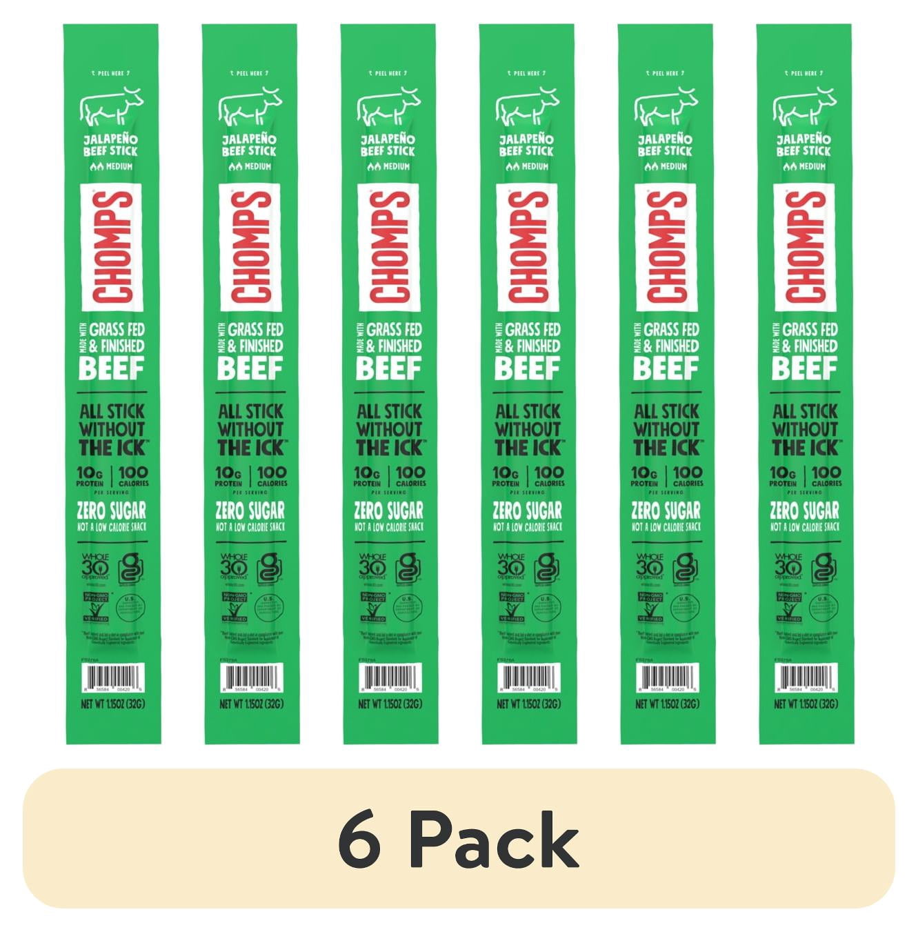 (6 pack) Chomps Grass-Fed and Finished Jalapeño Beef Snack Stick ...