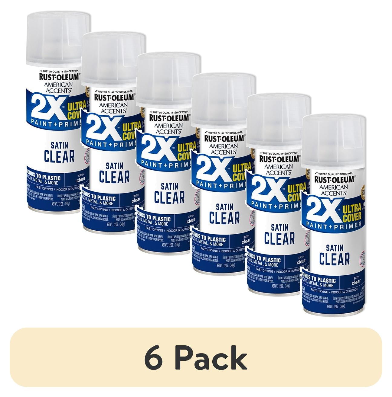 (6 pack) Clear, Rust-Oleum American Accents 2X Ultra Cover Satin Spray ...